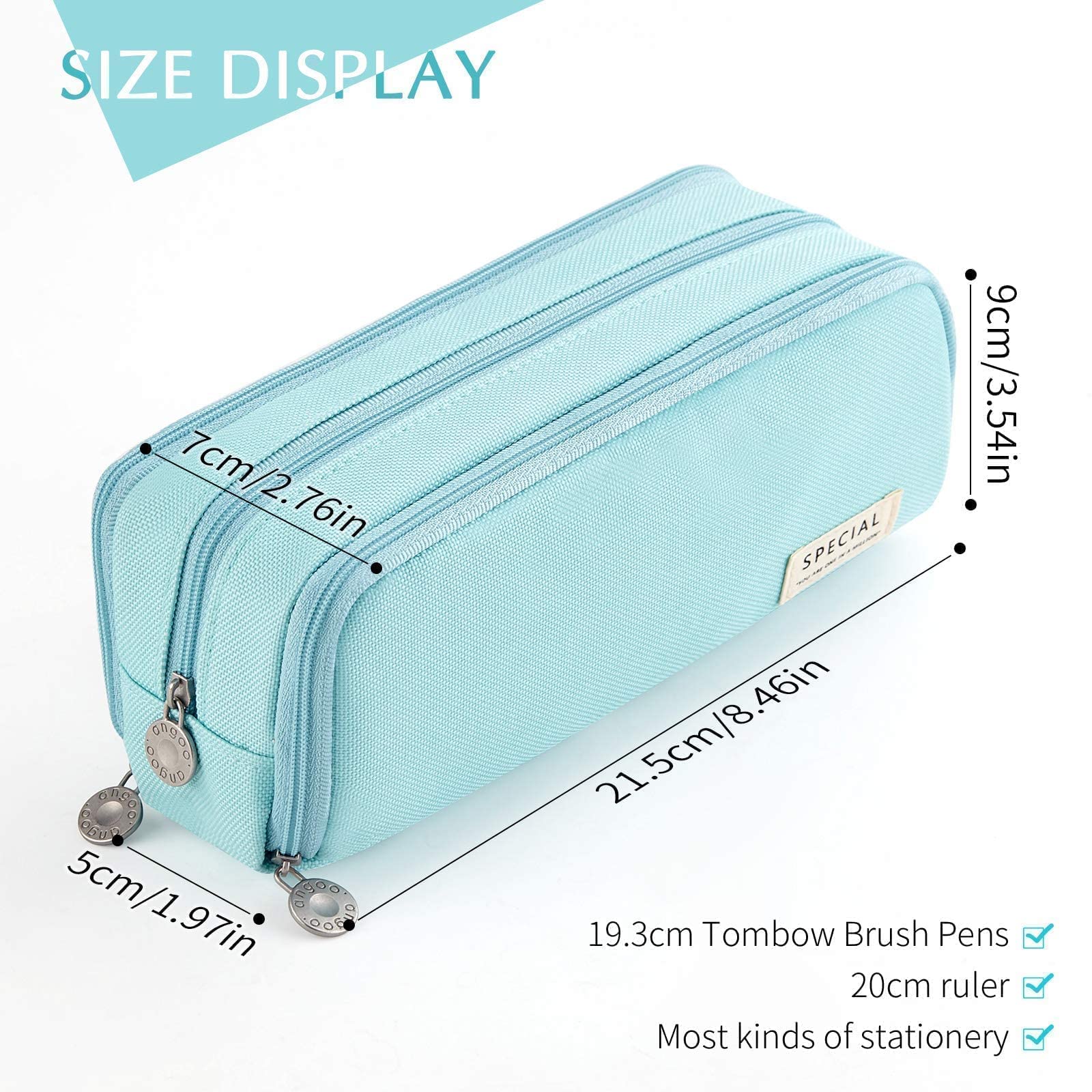 CICIMELON 2 Pencil Case Large Capacity Pen Pouch 3 Compartment Pen Bag for School Teen Girl Boy Men Women