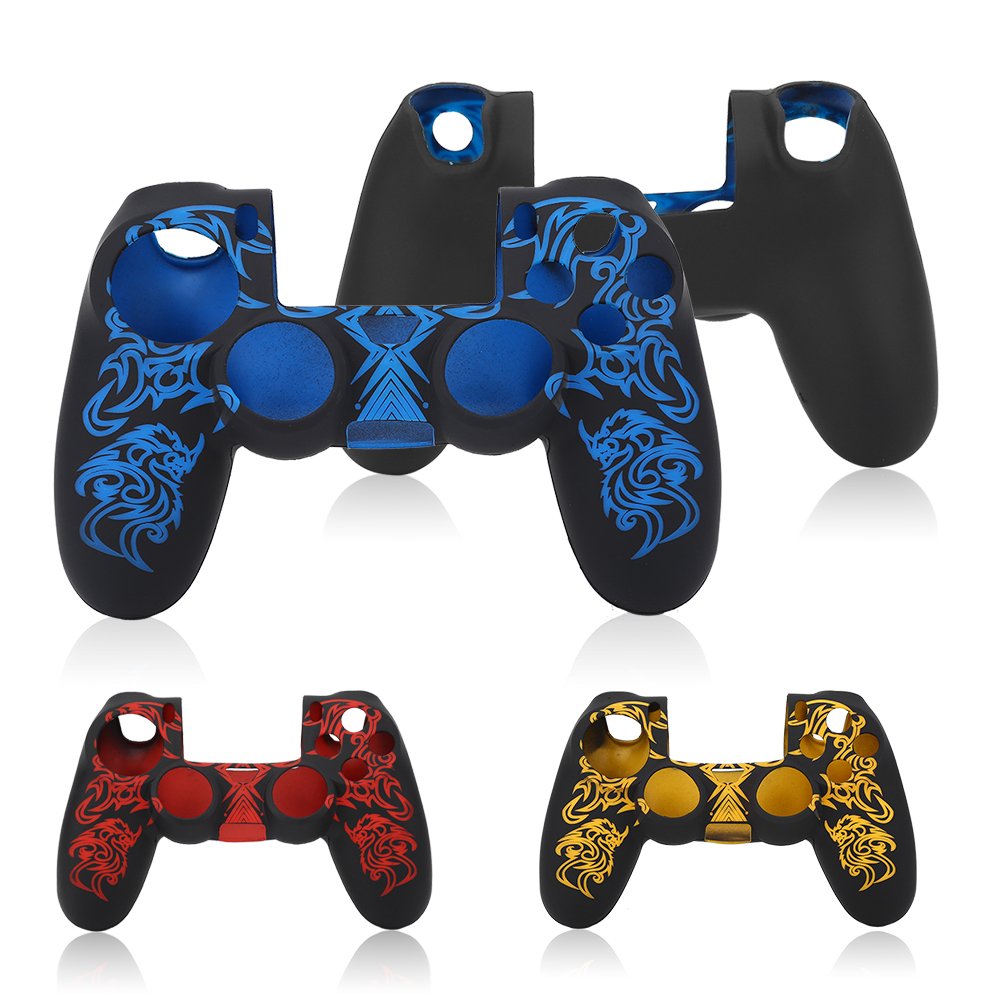 Game Controller Soft Silicone Case Skin Grip Shell Cover for 4, for PS4 (Yellow )