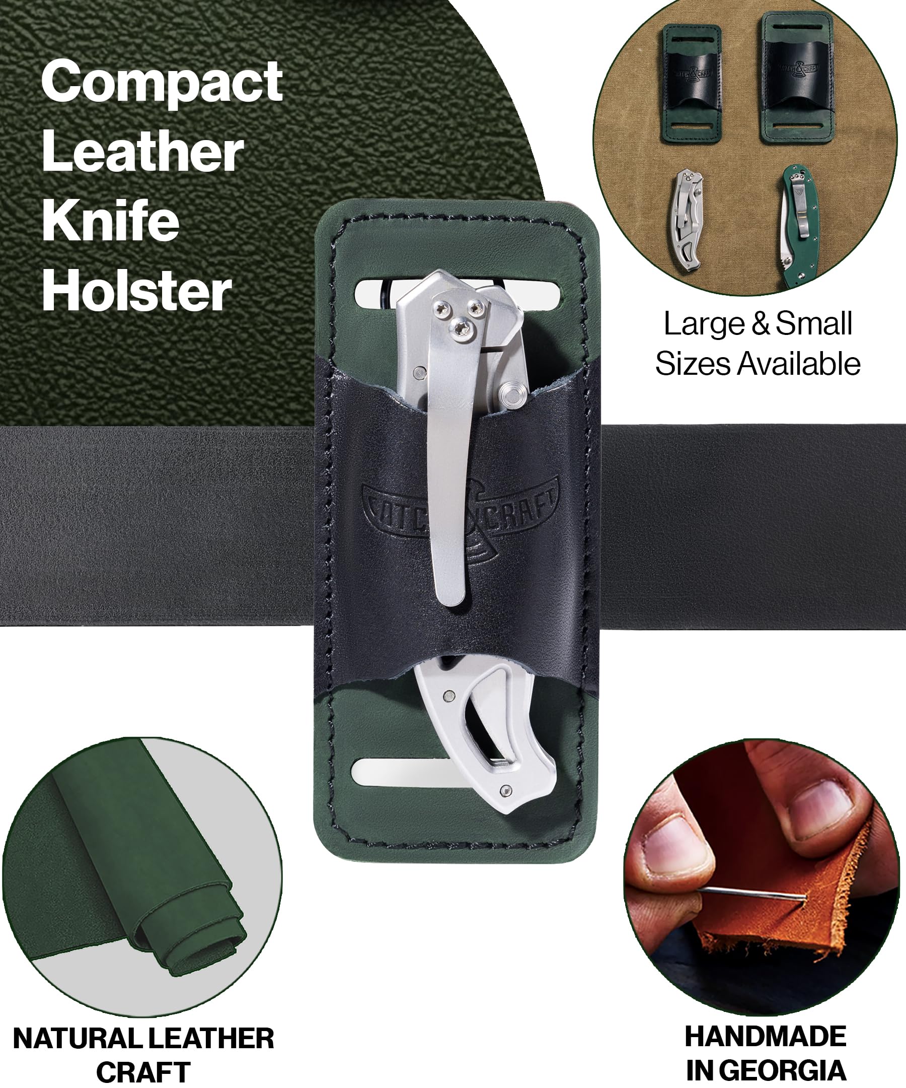 CatchandCraft Leather Knife Sheath for Belt - Pocket & Folding Knife Holster, Horizontal Carry Knife Holder, Small Case Pouch, Hidden EDC Organizer for Men, Shop Knife Sheaths
