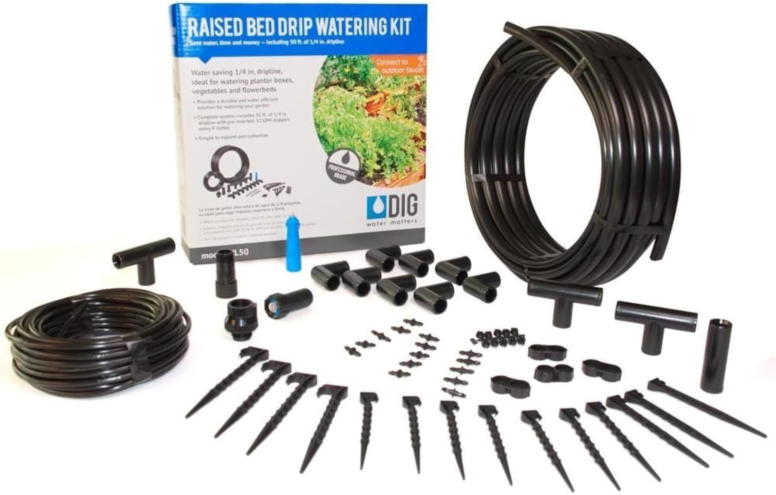 DIG ML50 Raised Vegetable Bed Drip Watering Kit - Efficient Irrigation System for Home Gardening, Easy Installation, Complete Kit