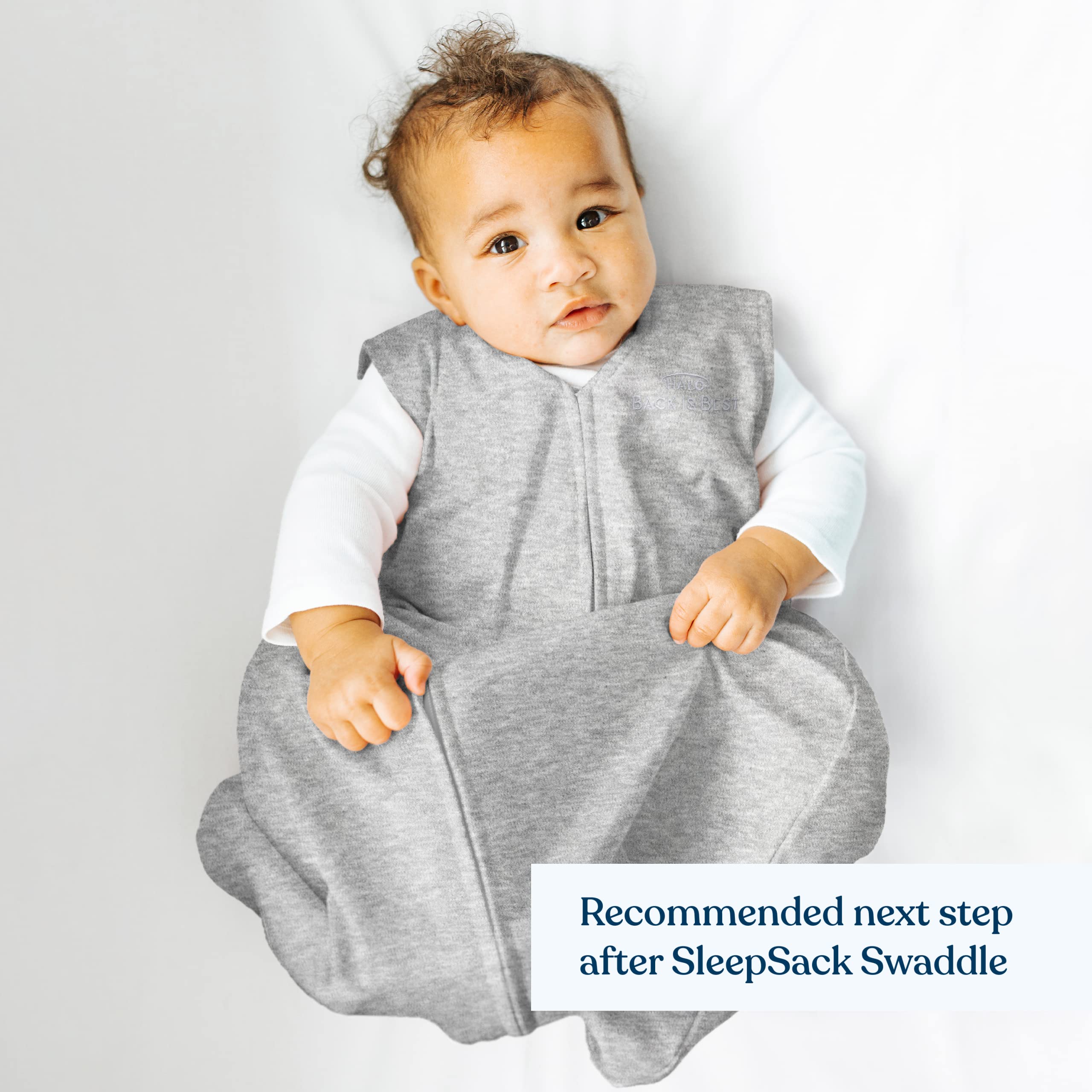 HALO SleepSack, 100% Cotton Wearable Blanket, Swaddle Transition Sleeping Bag, TOG 0.5, Heather Grey, Small