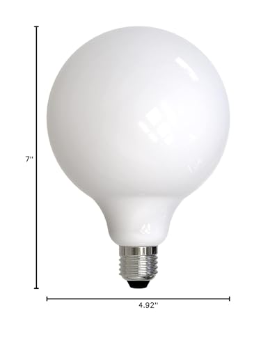 Bulbrite 8.5 Watt Dimmable Milky Glass G40 LED Light Bulbs with Medium (E26) Screw Base 2700K (Warm White Light), 800 Lumens