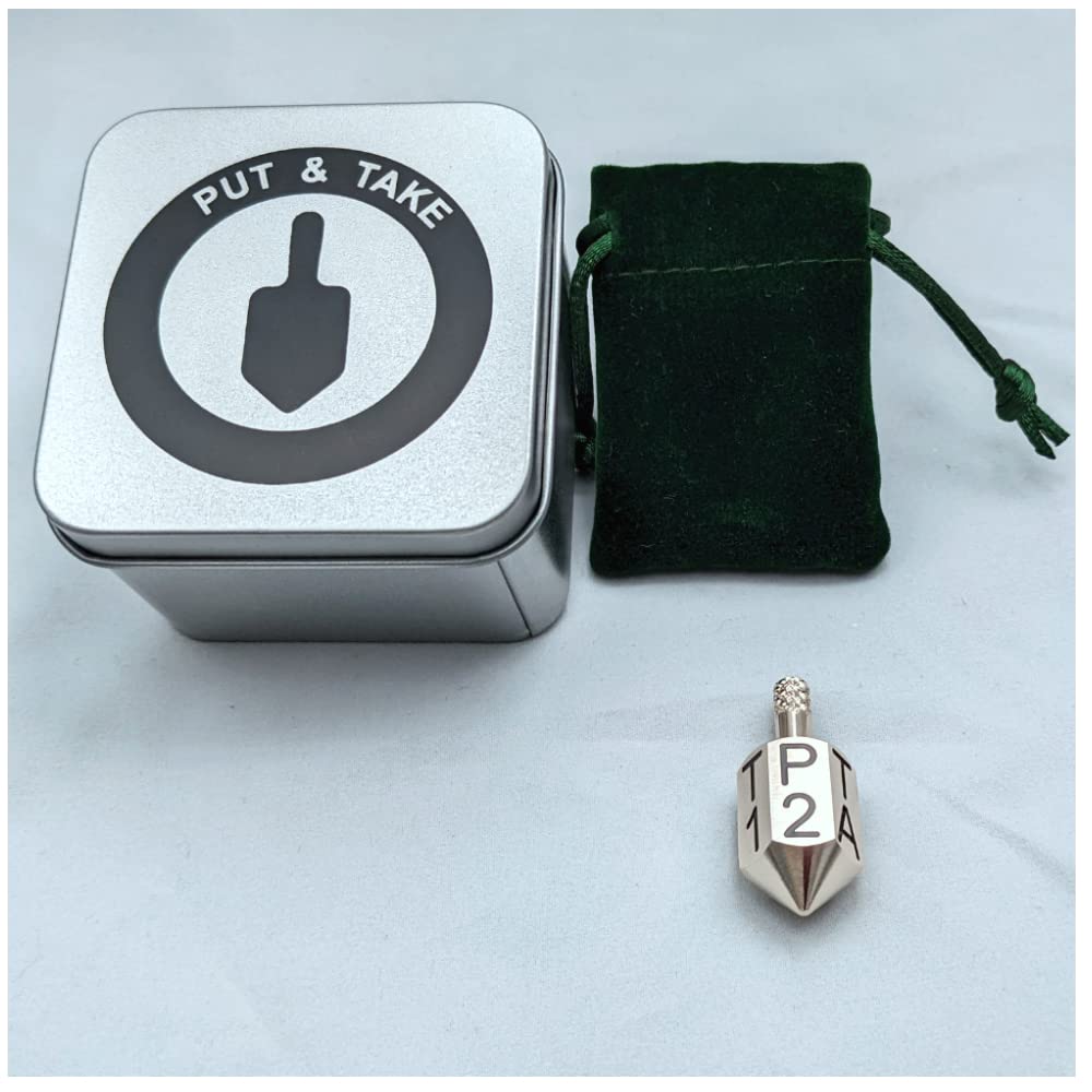 LEGENDARY-YES Put and Take Spinner - Solid Brass Spin Dice Game of Chance Gambling TOP DICE Type Game Silver Coating