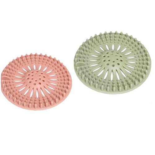 Ruluti 2pc Sink Sewer Filter Silicone Floor Drain Strainer Water Hair Stopper Bath Catcher Shower Cover Kitchen Bathroom Anti Clogging