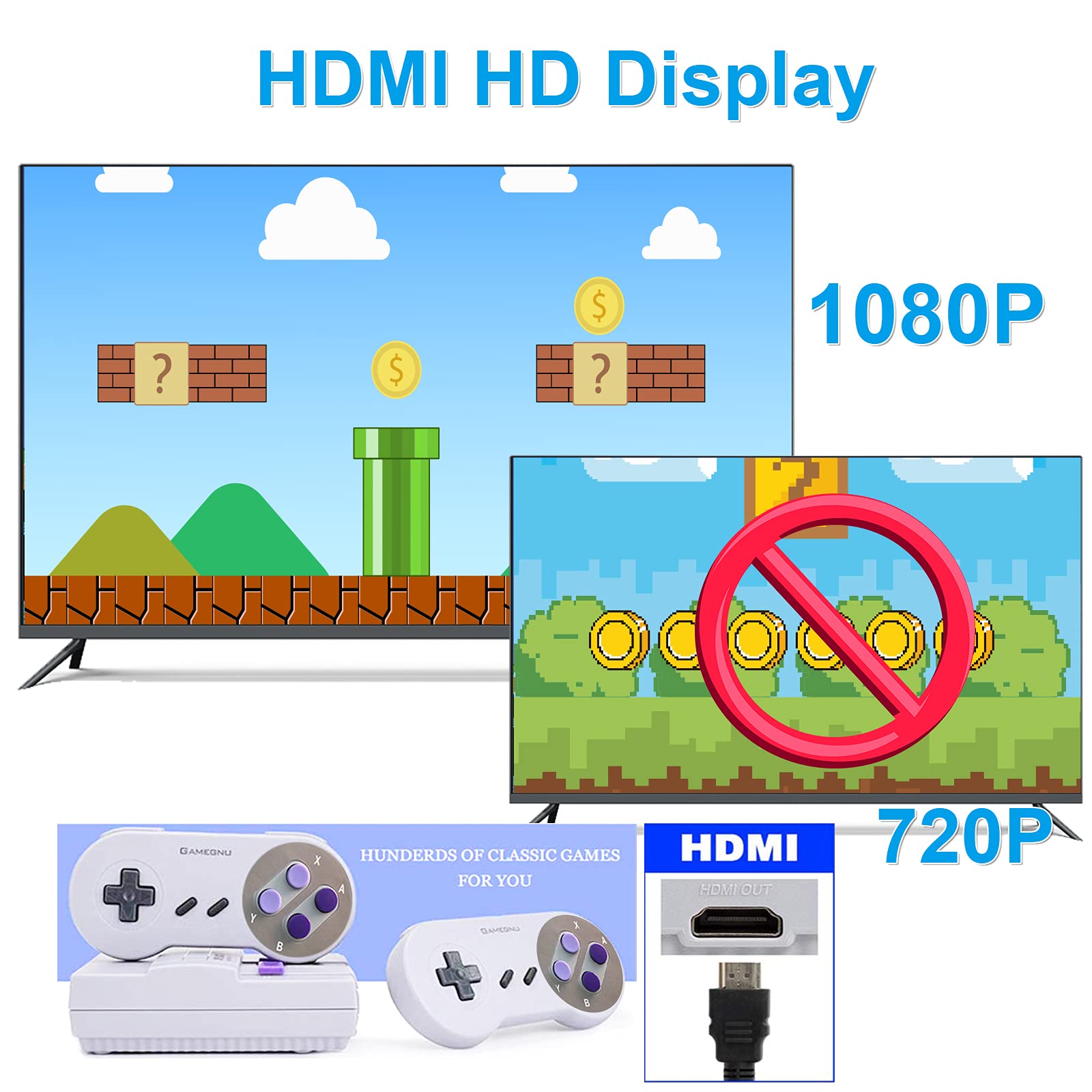 Handheld Game Console, Built-in 821 Games, HDMI HD Output, Children Gift/Birthday Gift/ Happy Child Memories, Childhood Classic Retro Game Console