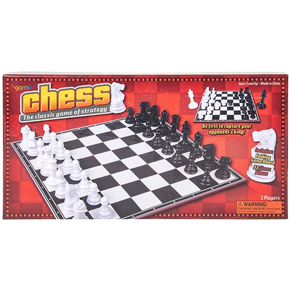 Gamie Chess Board Game, 14 Inch Family Board Game for Game Night, Indoor Fun and Parties, Develops Logical Thinking and Strategy, Best Gift Idea for Kids