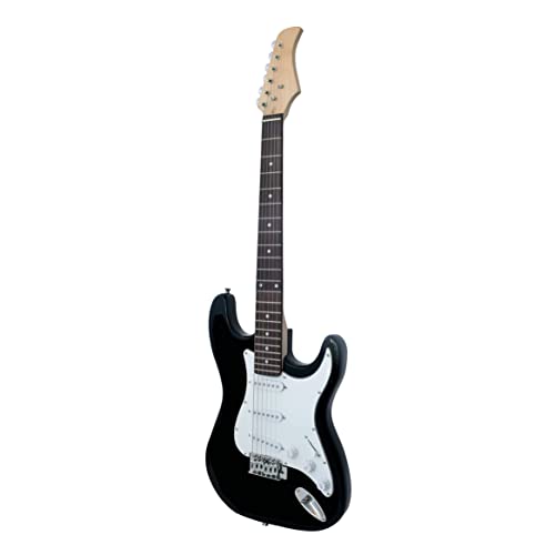CB SKY Full-Size 39“ Adult/Teenager/Beginner Electric Guitar Black with 5W Amplifier (powered by 9V battery or adaptor - not included), Extra Strings, Cable and Guitar Pick (Black)