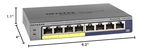 NETGEAR 8-Port PoE Gigabit Ethernet Plus Switch (GS108PEv3) - Managed, with 4 x PoE @ 53W, Desktop or Wall Mount, and Limited Lifetime Protection