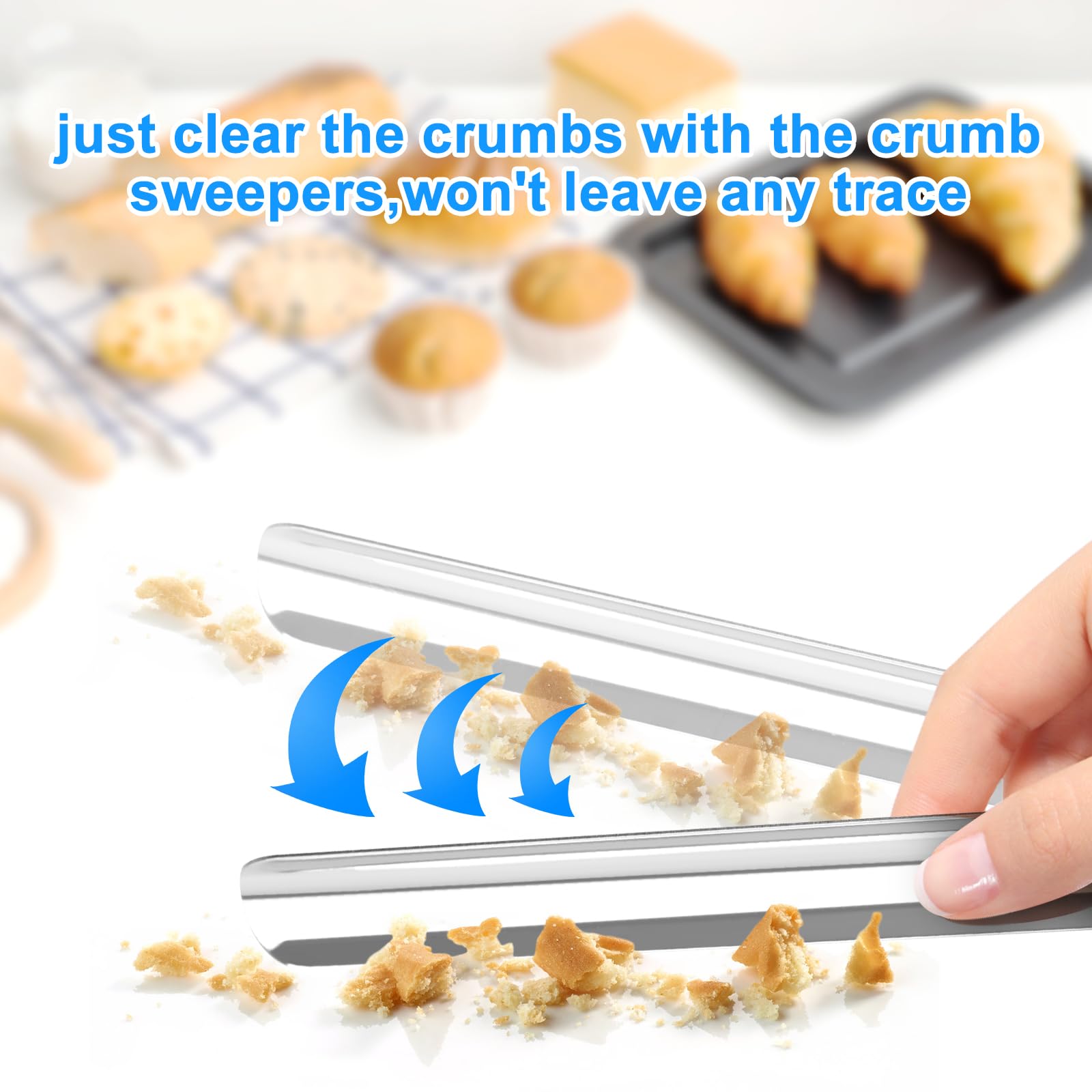 Tophoniex 6PCS Restaurant Crumb Sweepers Table Crumb Sweepers Stainless Steel Table Crumb Scraper for Restaurants Homes, Crumber tool for Servers, Waiters, Waitresses(Silver)