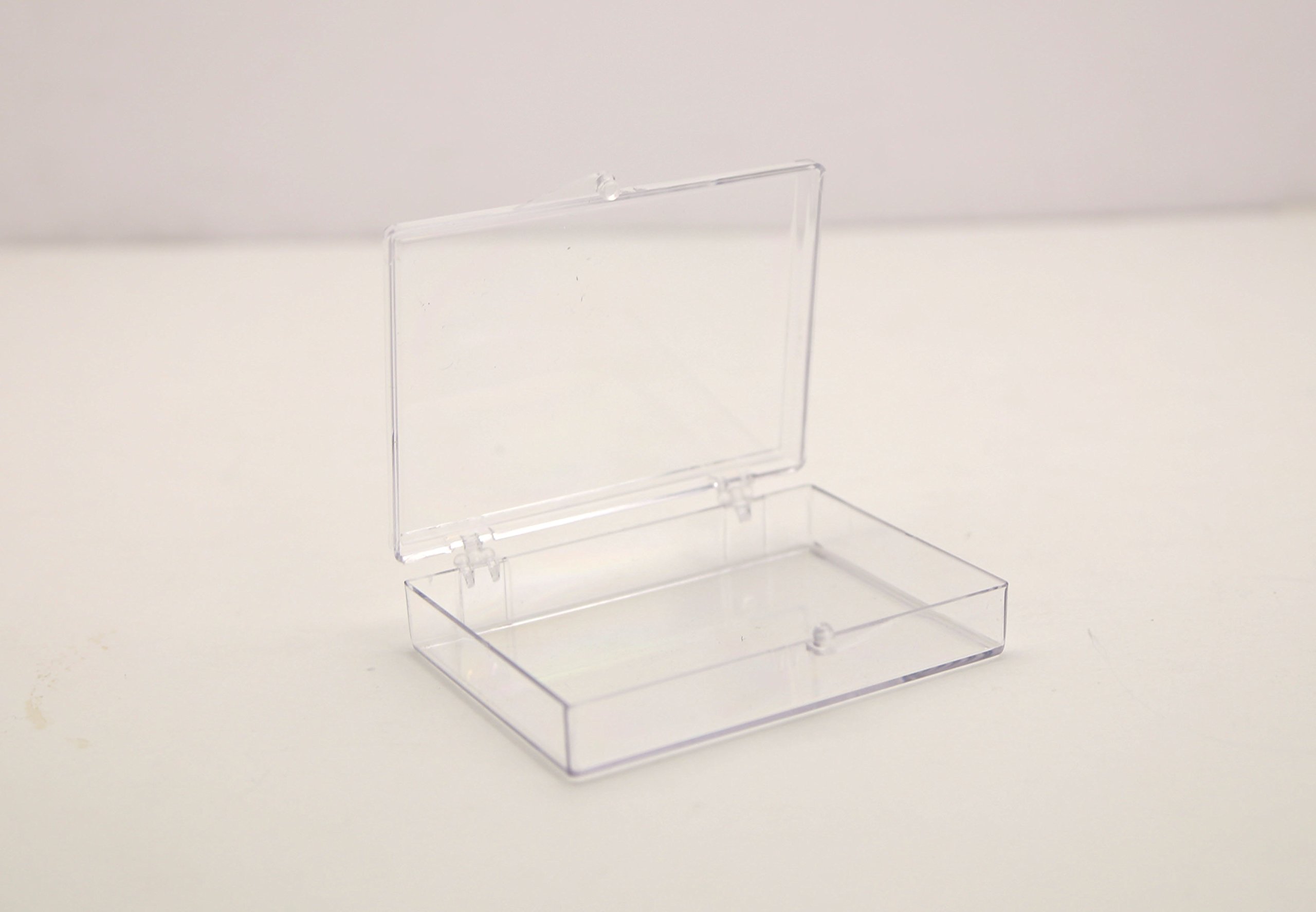 Clear Hard Plastic Hinged Lid Box, Trading Card Storage Box and Display Case for Collectibles, 3 1/2" L x 2 9/16" W x 5/8" H, 10 Boxes, Made in USA by Gary Plastic Packaging