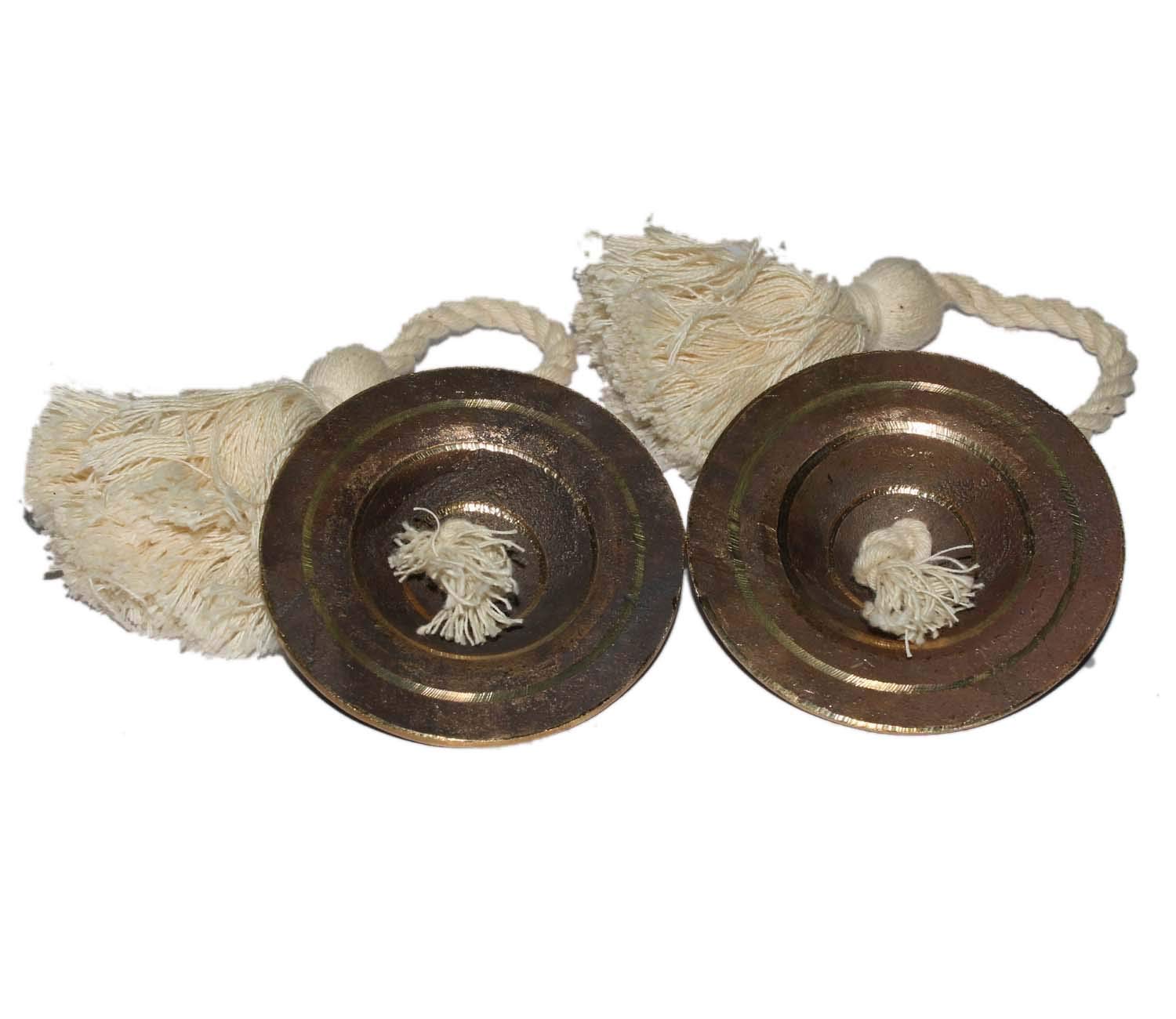 Handmade Pure Bronze (Kansa) Manjeera Cymbal Hand Percussion Indian Musical Instrument 1 Pair (3 INCH)