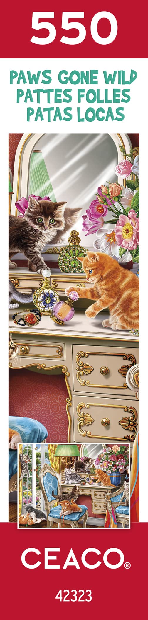 Ceaco - Paws Gone Wild - Kittens in The Bedroom - 550 Piece Jigsaw Puzzle
