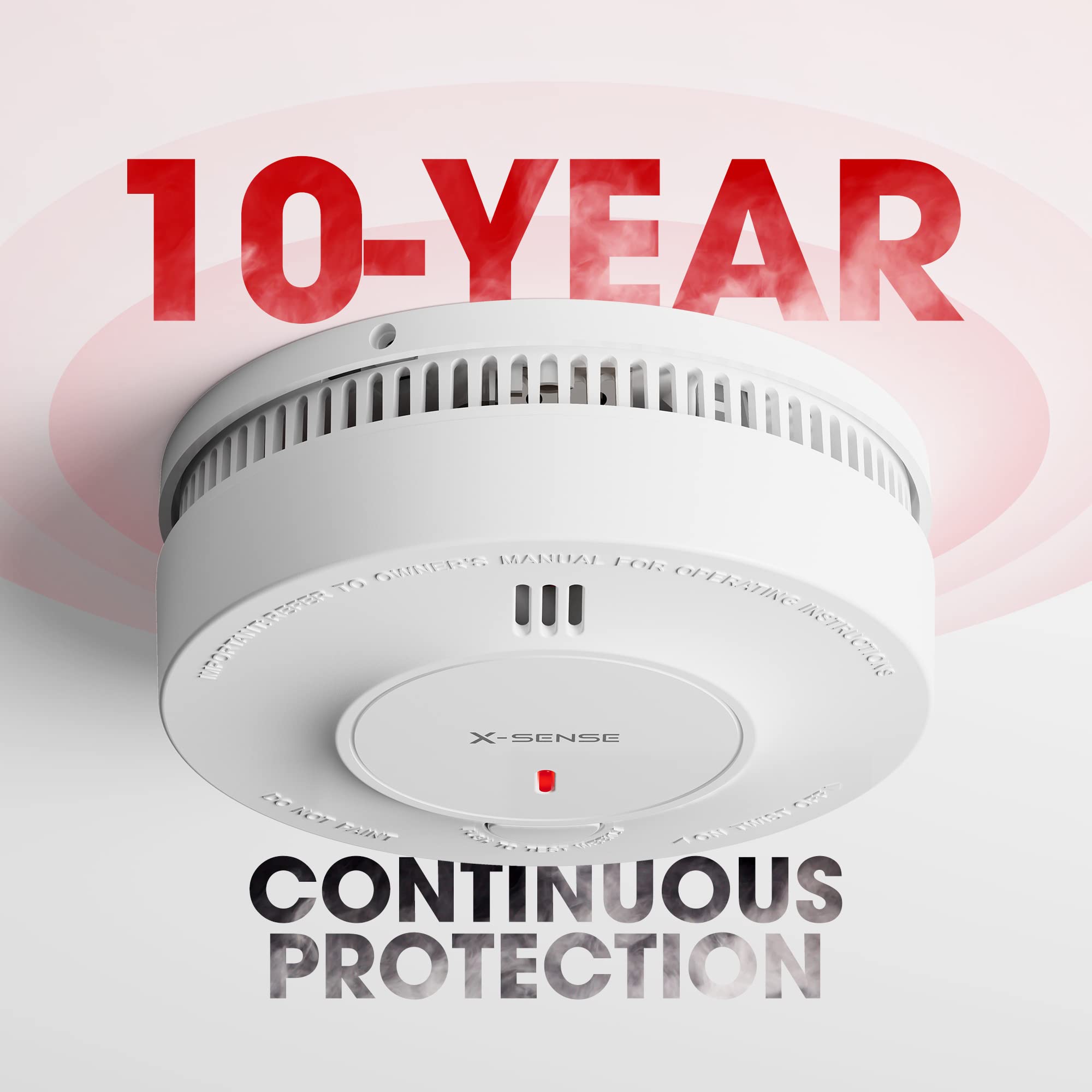 X-Sense 10-Year Battery Wireless Interconnected Smoke Detector Fire Alarm with Over 820 ft Transmission Range, SD19-W, 3-Pack