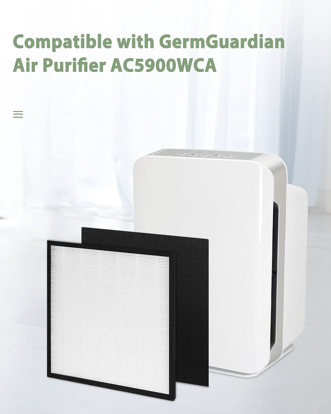 Future Way 2-Pack FLT5900 Filter J Compatible with Germ Guardian AC5900WCA Air Purifier, with 4 Carbon Filters, Part# FLT5900
