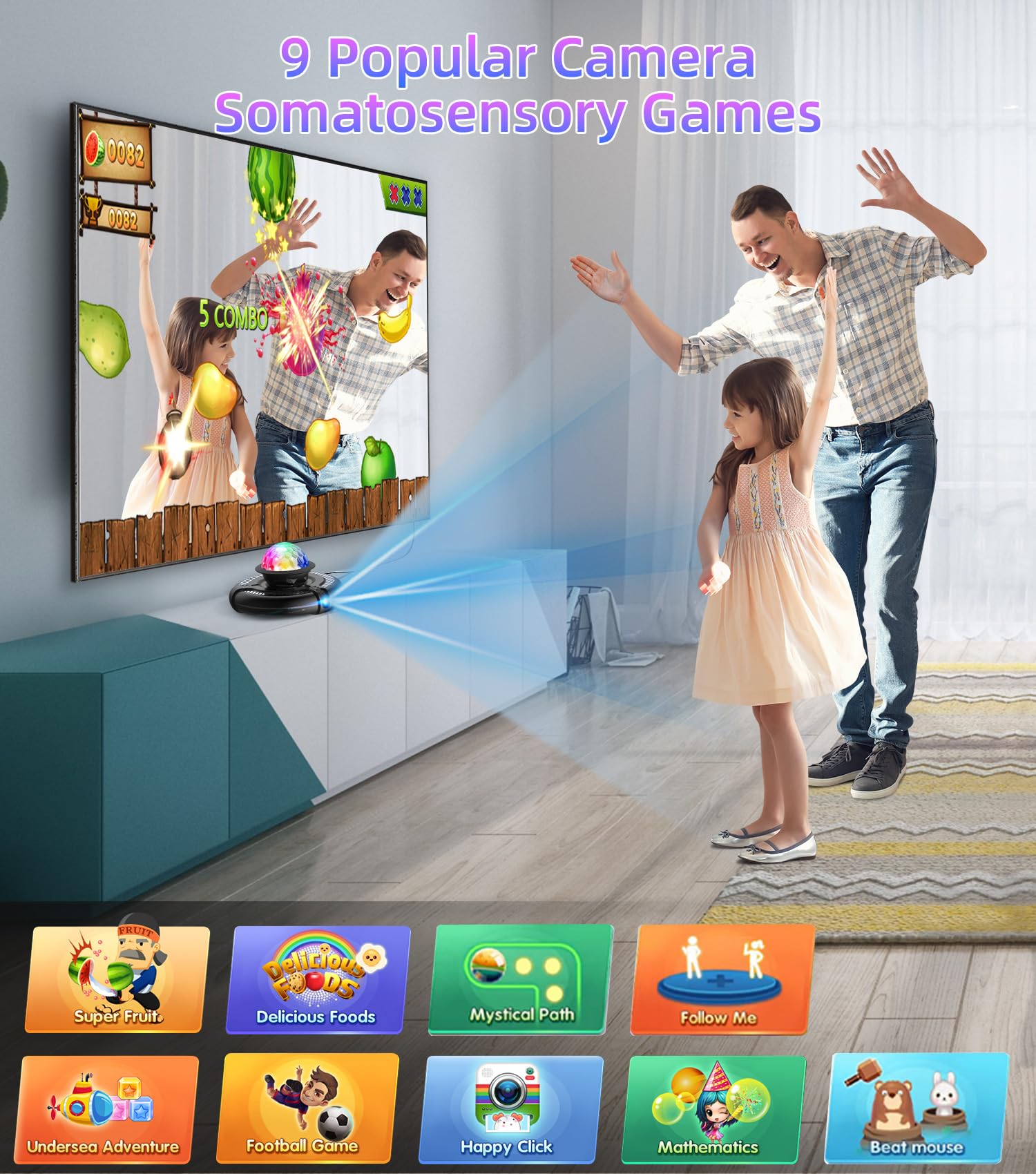 FWFX Dance Mat for Kids and Adults, Exercise & Fitness Dance Pad Game for TV, Double User Wireless Dancing Mat, Musical Electronic Dance Mats with HD Camera, for Girls & Boys Ages 6+