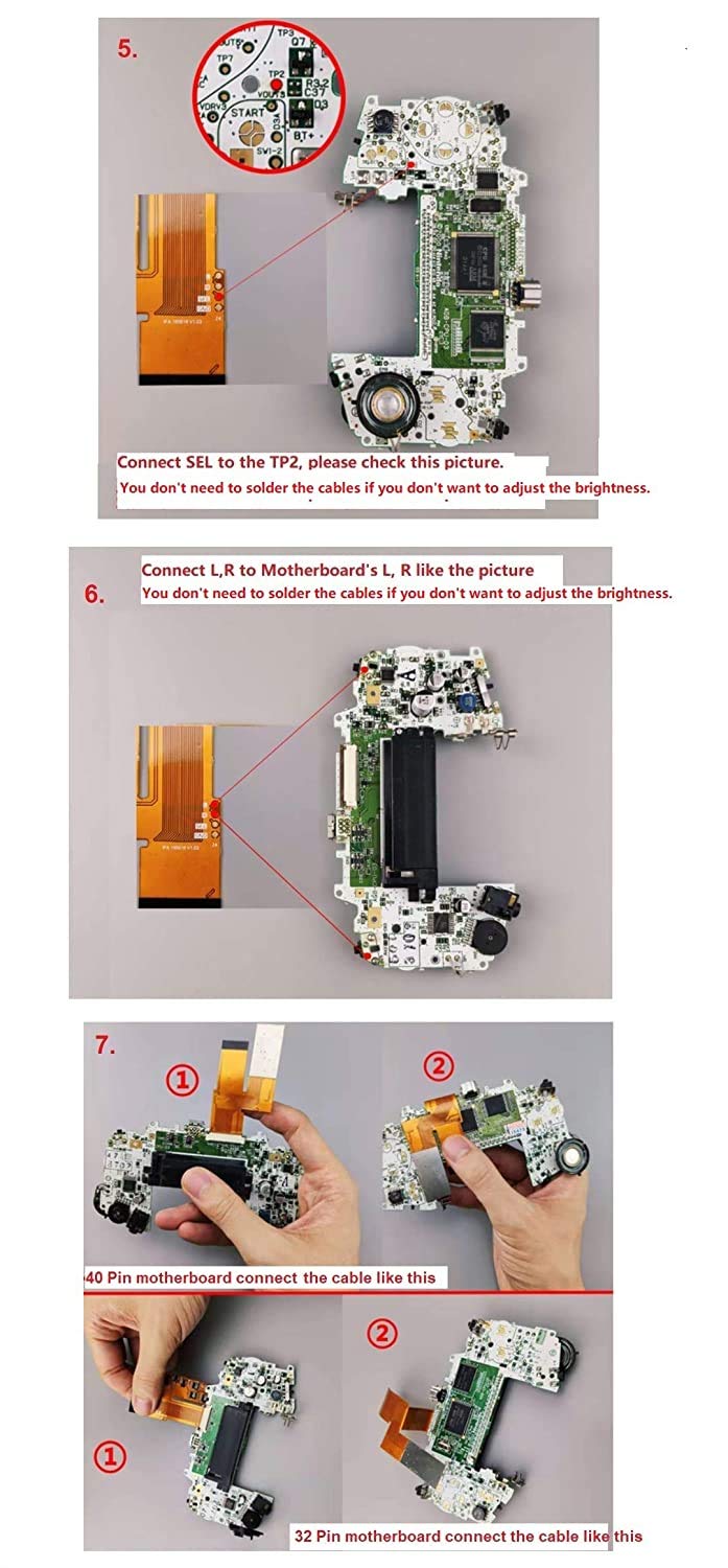 GBA IPS V2 Mod Kit IPS Screen LCD Kits for GBA Backlight LCD Screen 10 Levels Brightness LCD V2 Screen For GBA Console With Light Blue Clear Pre-Cut Shell