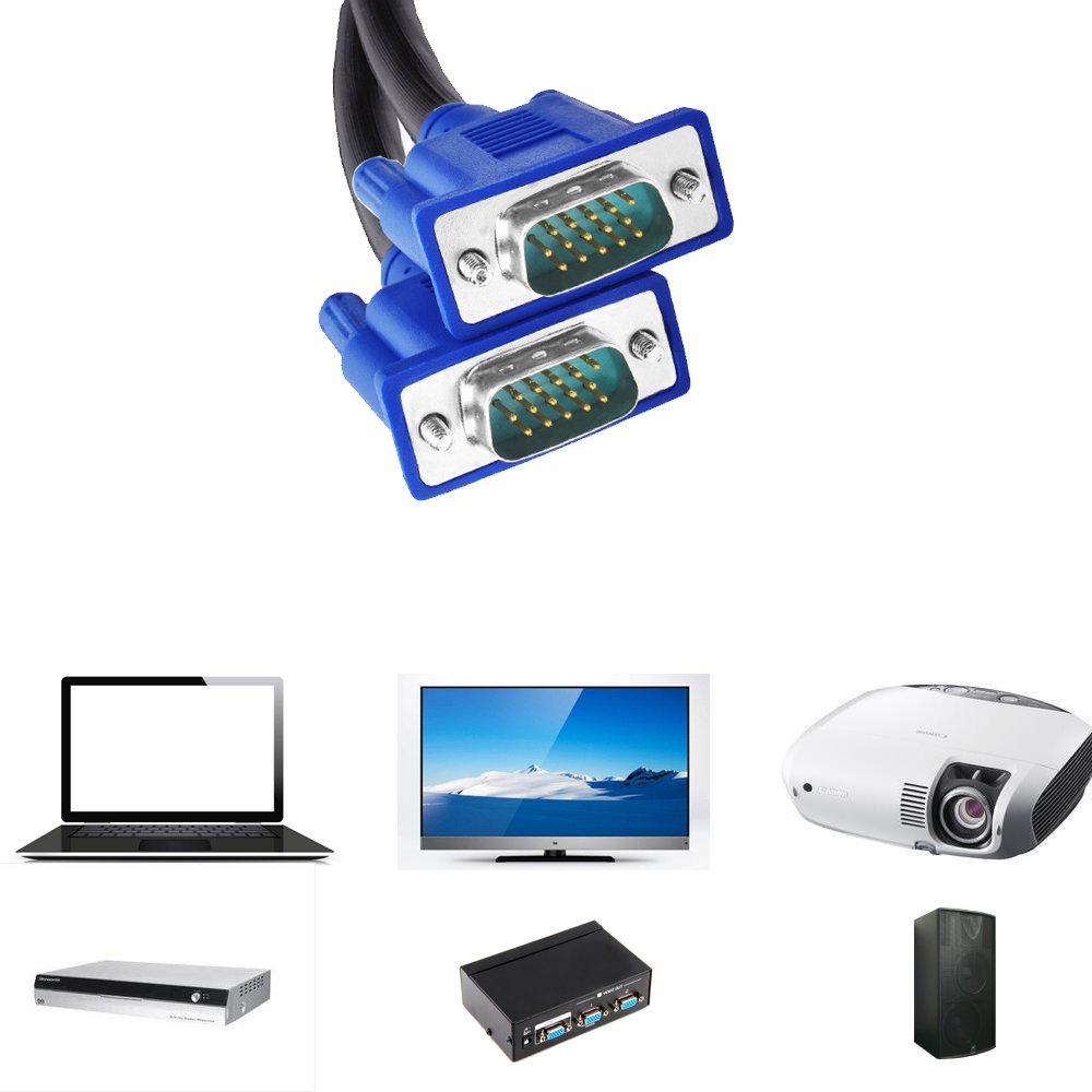 LFHUKEJI VGA, VGA-VGA Standard 15-Pin VGA Male to VGA Male Cable, 4.8Ft(3+5)