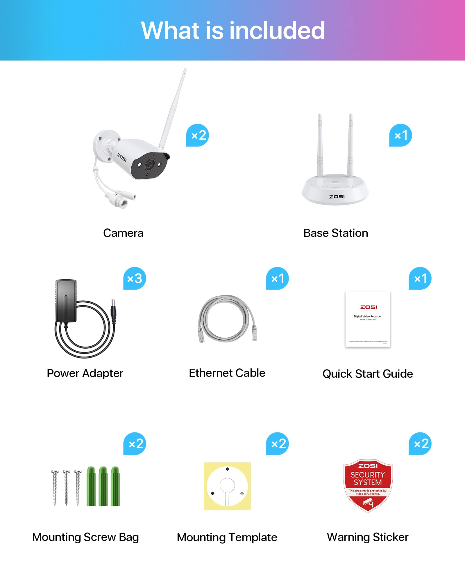 ZOSI 5MP Spotlight WiFi Home Security Camera Kit,2pack C308AH Wi-Fi HaLow Outdoor Cameras with Base Station,2-Way Audio,Night Vision,Weatherproof,Cloud Storage,Smart Light&Sound Alarm,Work with Alexa