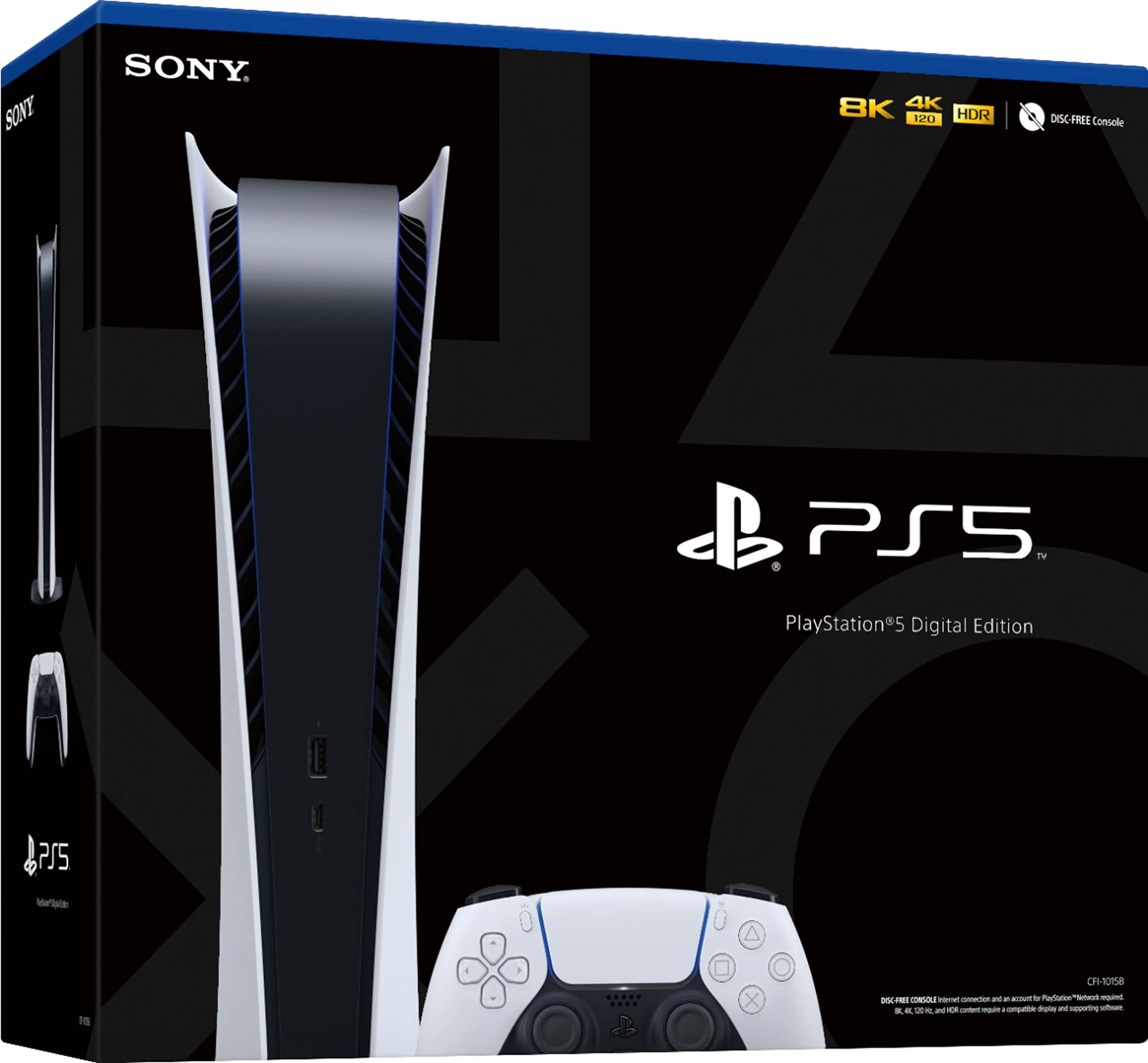 Sony PlayStation 5 Digital Edition 825GB Gaming Console + 1 Wireless Controller for PS5, 8-Core x86-64-AMD Ryzen Zen 2 CPU, 16GB GDDR6, 8K Output, Up to 120FPS, Michooyel HDMI_Cable