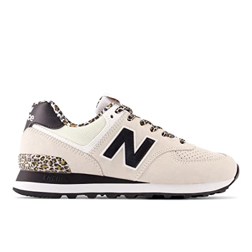 New Balance Women's 574 V2 Animal Print Sneaker, White/Black, 11