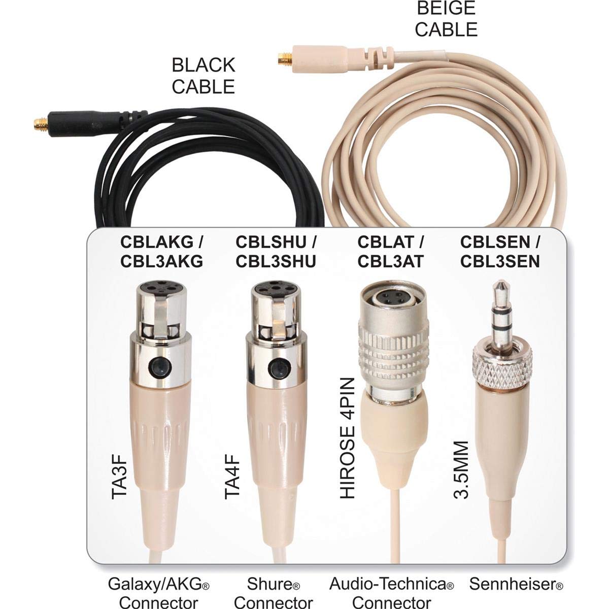 Galaxy Audio HSM4 Dual Ear Omni-Directional Headset Mic with 4x Mixed Cables, Beige