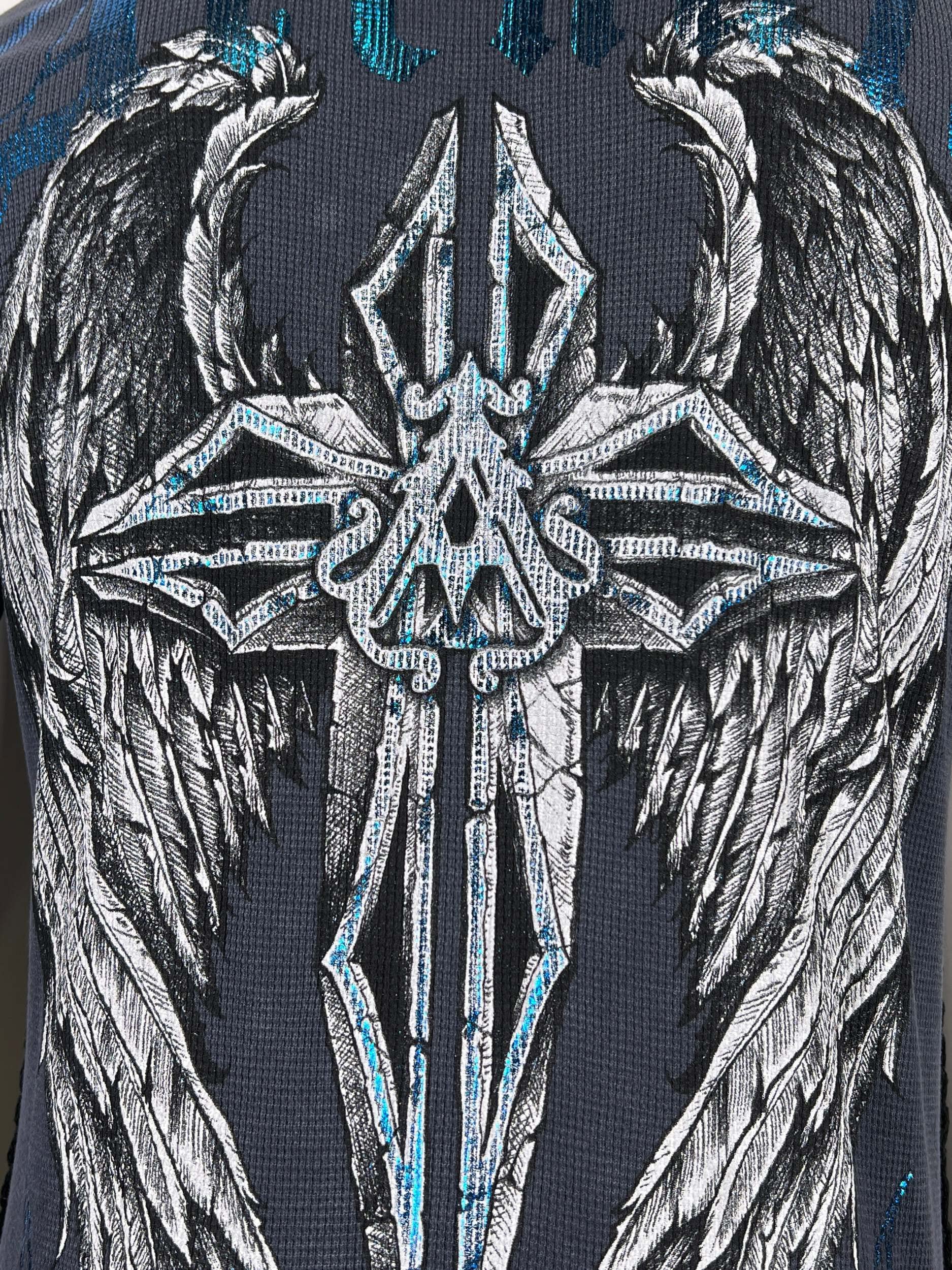 Archaic by Affliction Men's Thermal Shirt Feral Gray L