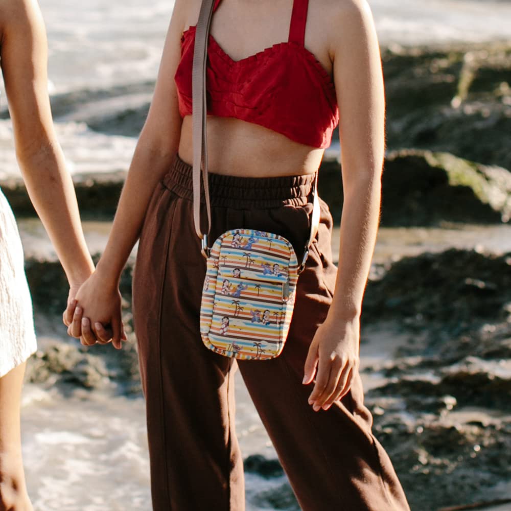 Disney Bag, Crossbody, Lilo and Stitch, Poses Stripe Multi Color, Vegan Leather