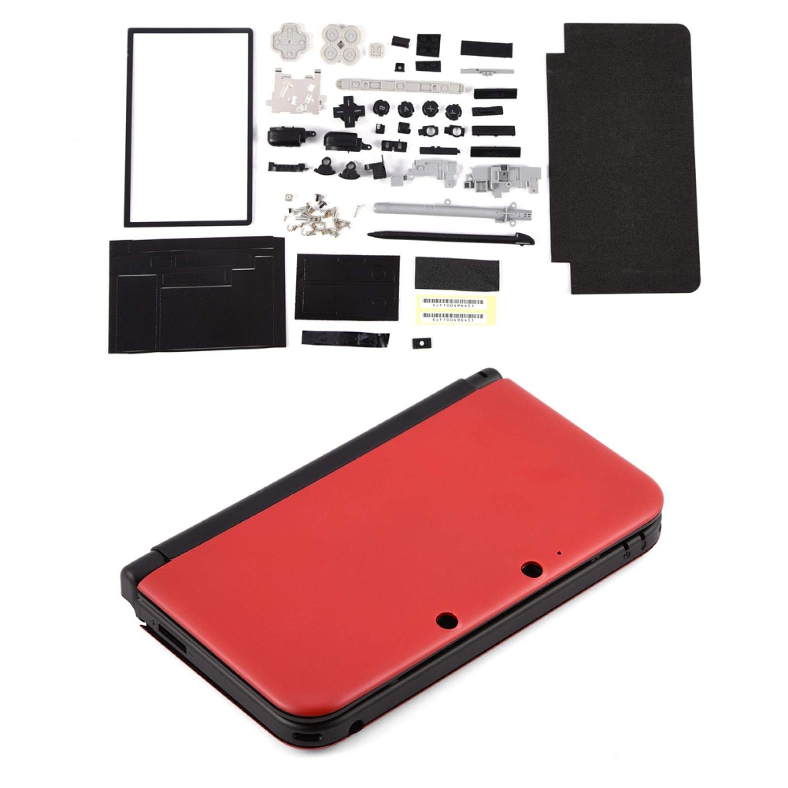 RANNYY case, Full Housing Case Cover Shell Repair Parts Complete Fix Replacement Kit for 3DS XL (red)