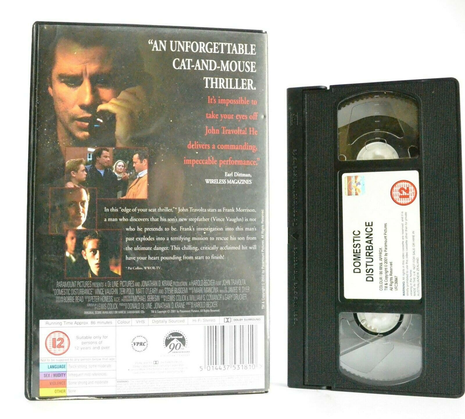 Domestic Disturbance: Psychological Thriller - Large Box - John Travolta - VHS