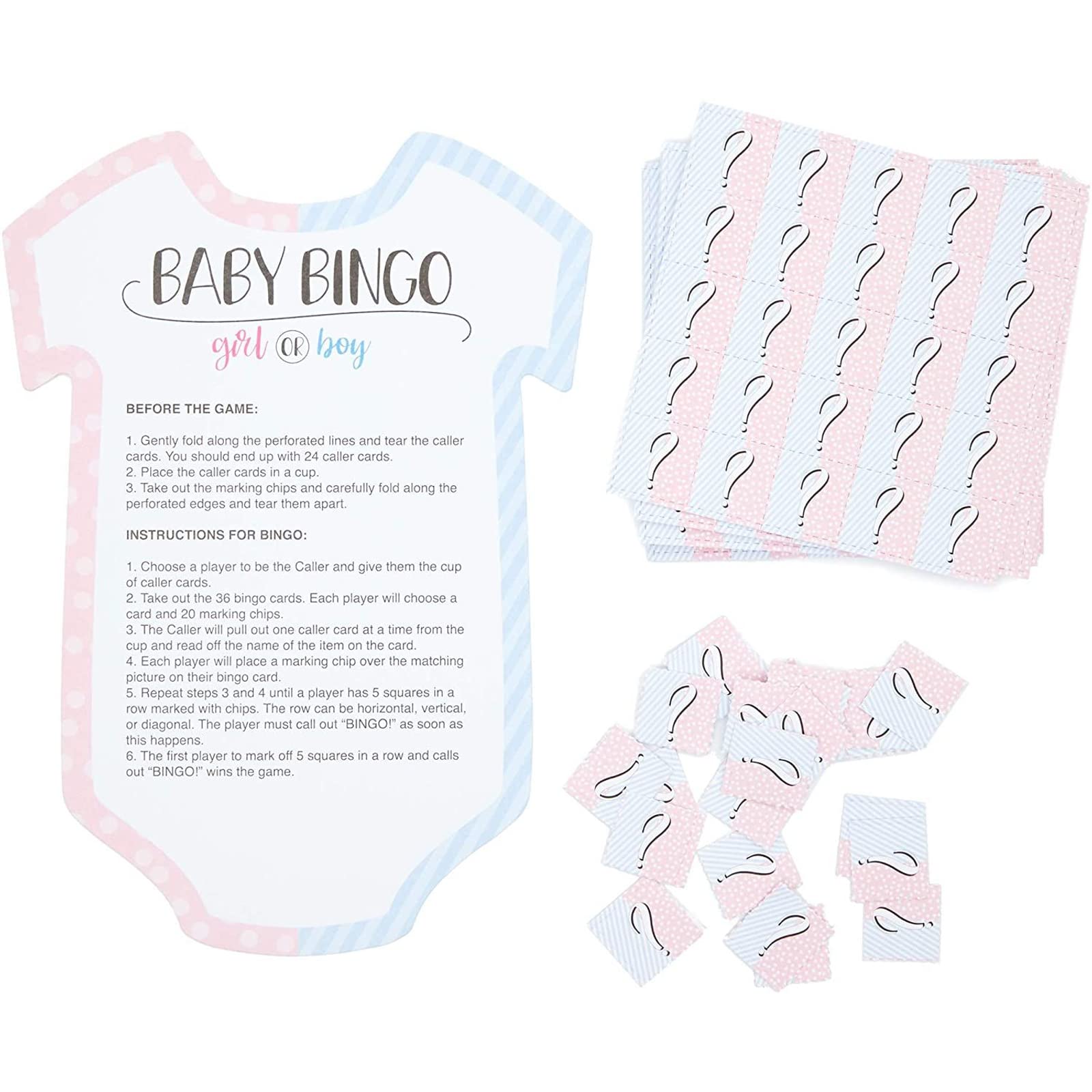 Gender Reveal Bingo Game Set, Party Supplies (38 Pieces)