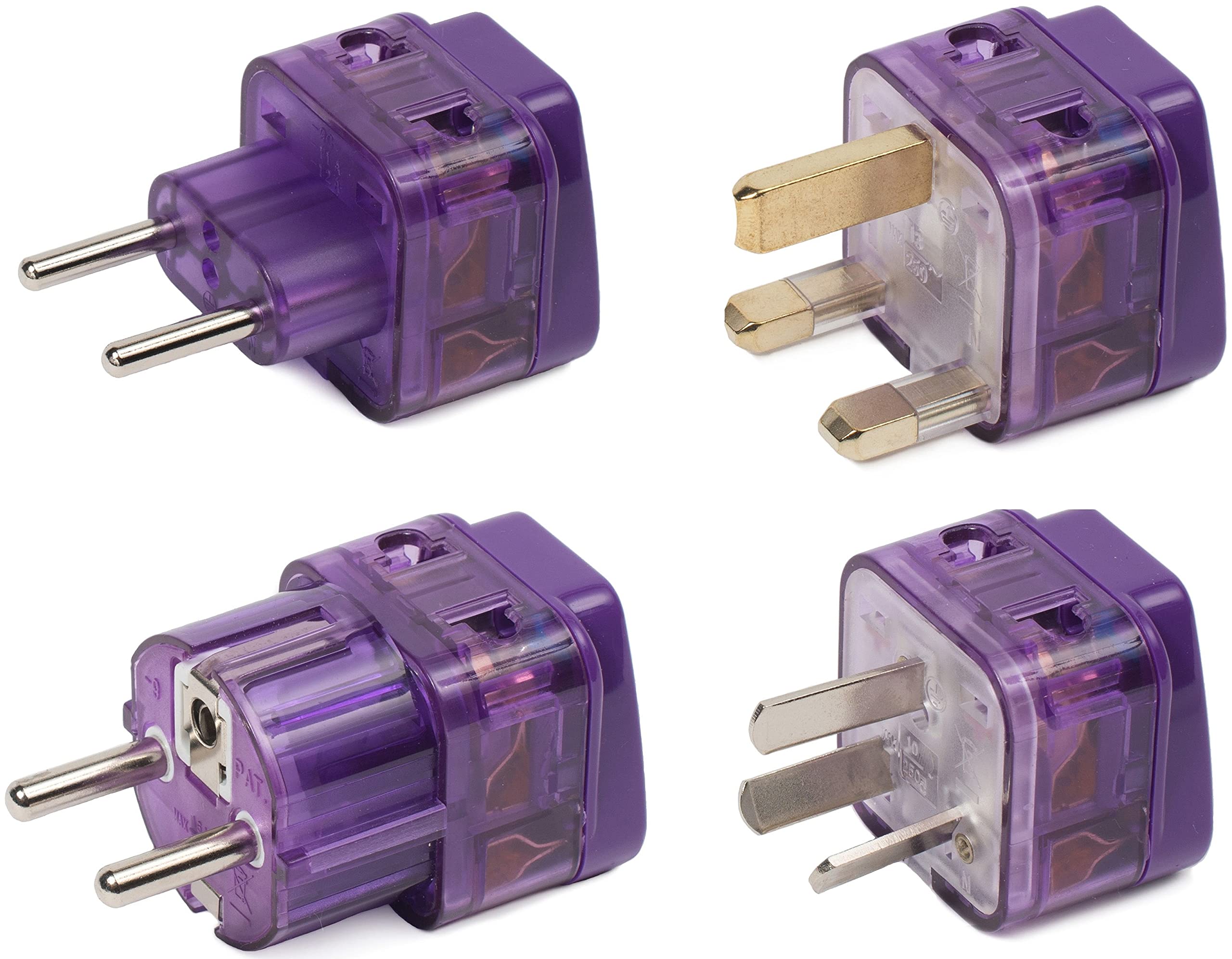 NEW! 4 Pieces ASIA TRAVEL ADAPTER Pack for MOST countries in ASIA; CHINA THAILAND MALAYSIA SOUTH KOREA SINGAPORE INDONESIA PHILIPPINES VIETNAM LAOS CAMBODIA BURMA HONG KONG MACAU and more / WITH DUAL PLUG-IN PORTS AND BUILT-IN SURGE PROTECTORS