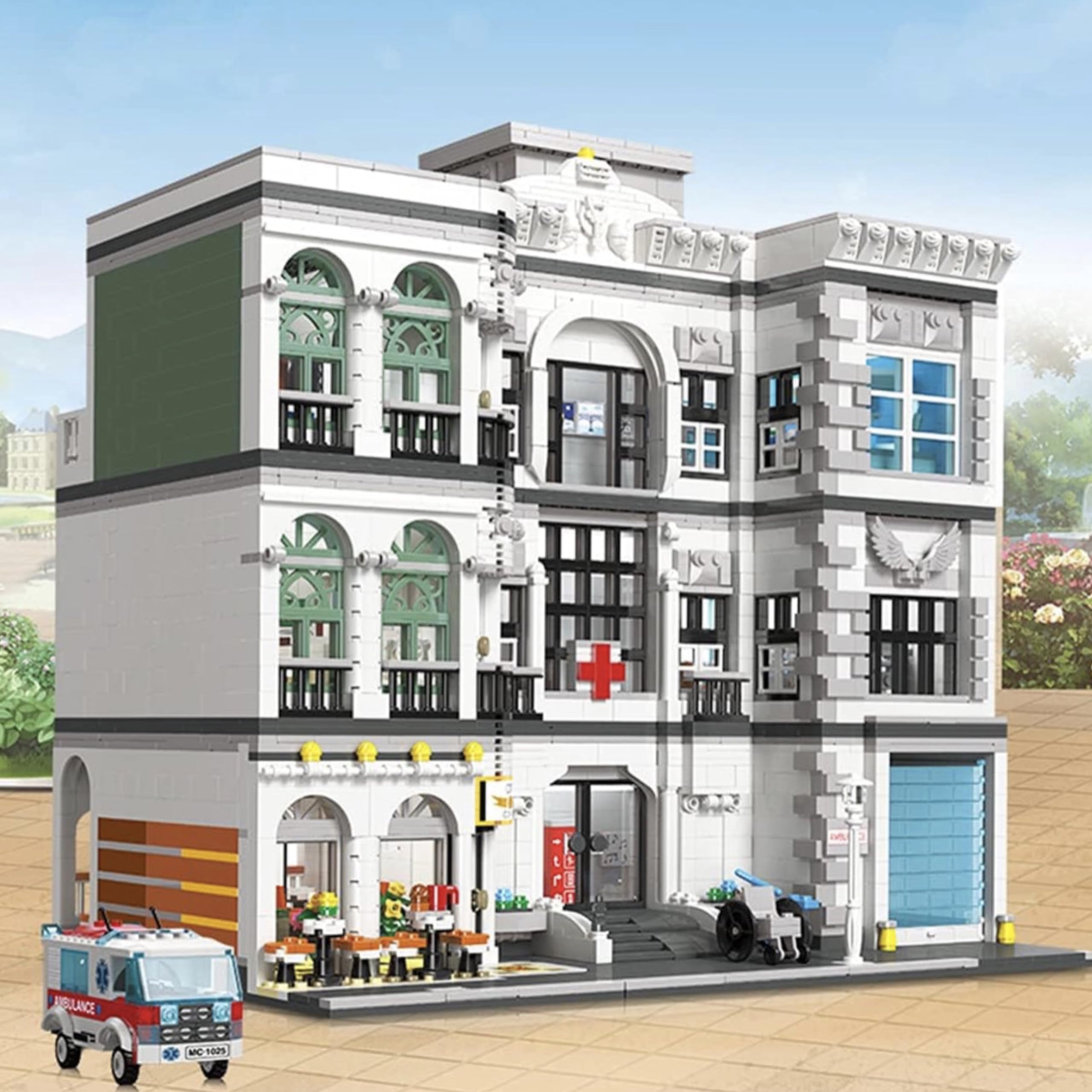 General Jim's Modular Building Blocks City Emergency Hospital Set Expert Creator - Great Gift for MOC Builders- Compatible with Lego City Sets