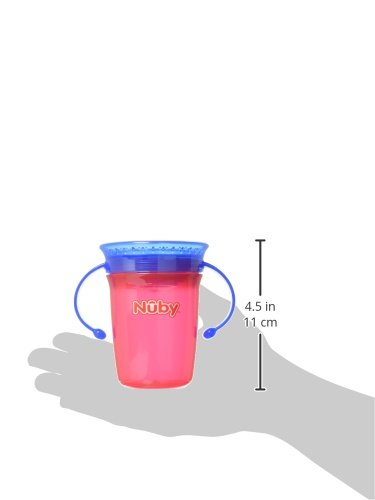 Nuby Plastic 1pk No Spill 2-Handle 360 Degree Wonder Cup - Colors May Vary, Red/Green/Pink/Aqua/Purple/Orange