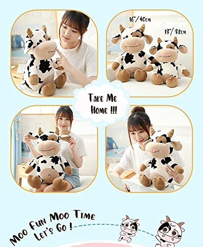 Generic Cow Plush Toy,16 inch Stuffed Animal Throw Plushie Pillow Doll,Soft Fluffy Friend Hugging Cushion-Present for Every Age and Occasion