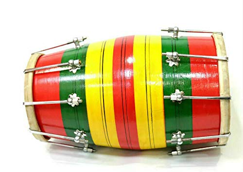 Generic IndienKultur Musical Instrument Wooden Nut & Bolt Small Size 12 Inch Baby Dholak For Kids