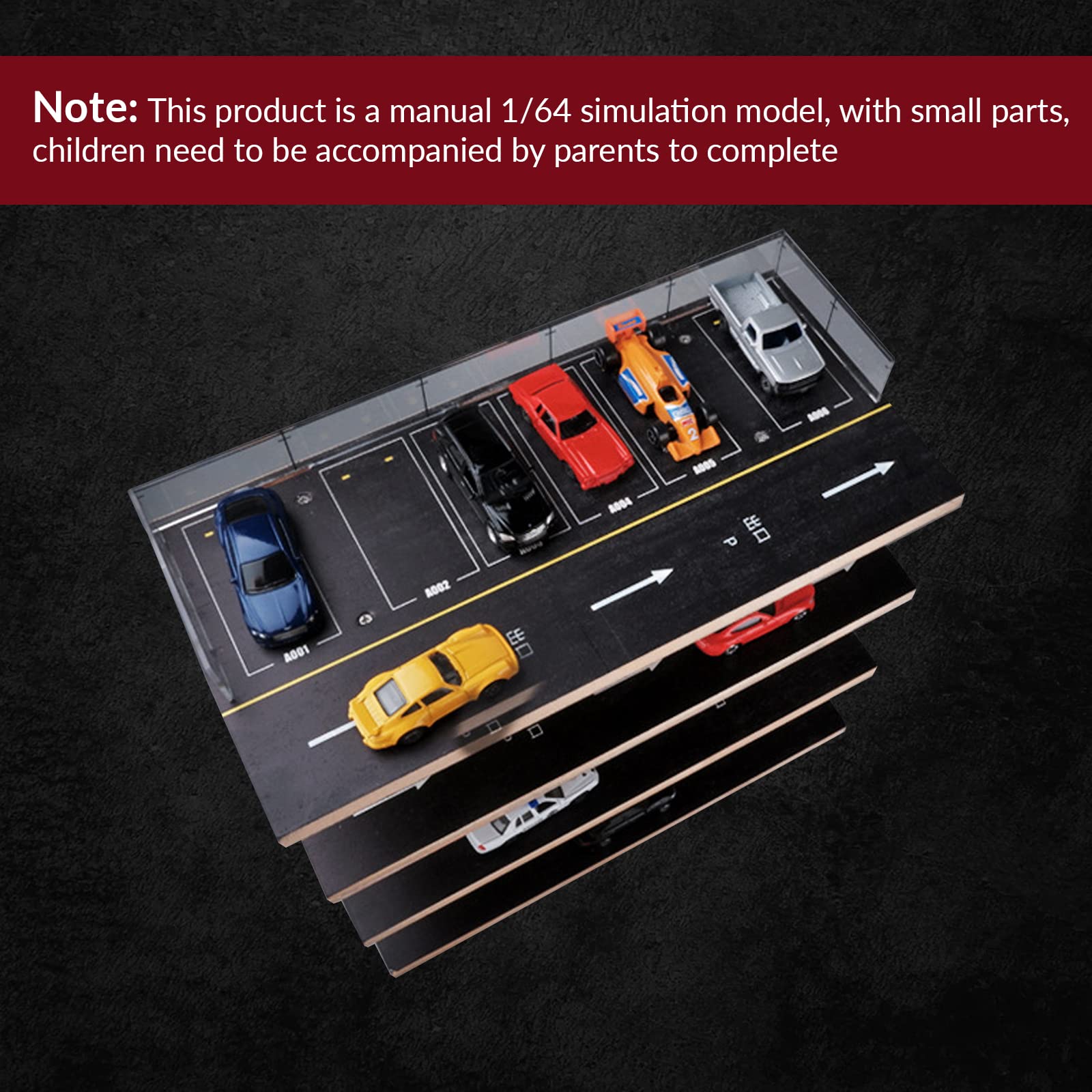 Harilla 1/64 Wooden Parking Lot Models Miniatures Car Garage Parking Lot Accessories Home Decor Collection Gifts
