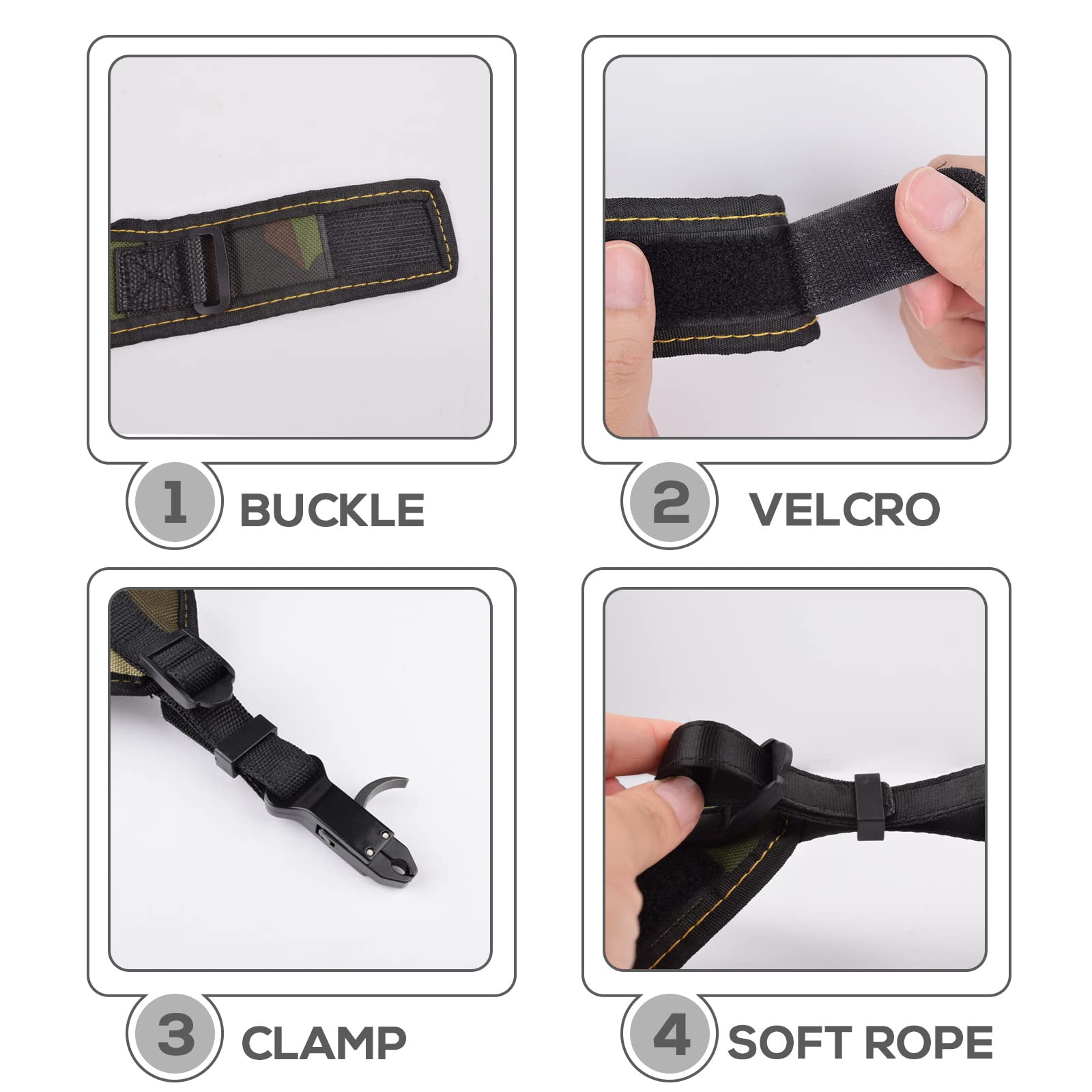 Archery Release Aids Compound Bow Trigger Caliper Shooting Adjustable Camo Wrist Strap Right Left Handed