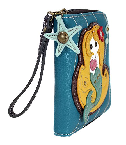 CHALA Zip Around Wallet, Wristlet, 8 Credit Card Slots, Sturdy Pu Leather Blue Mermaid One Size