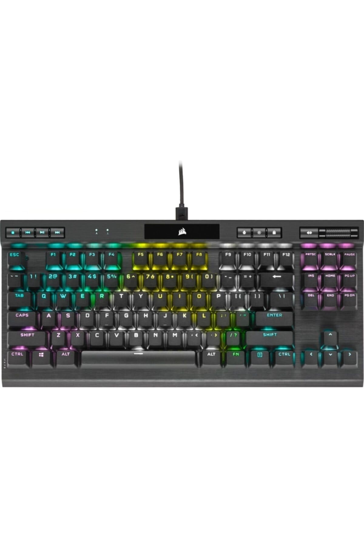 Corsair K70 RGB RAPIDFIRE Mechanical Gaming Keyboard - USB Passthrough & Media Controls - Fastest & Linear - Cherry MX Speed - RGB LED Backlit (Renewed)
