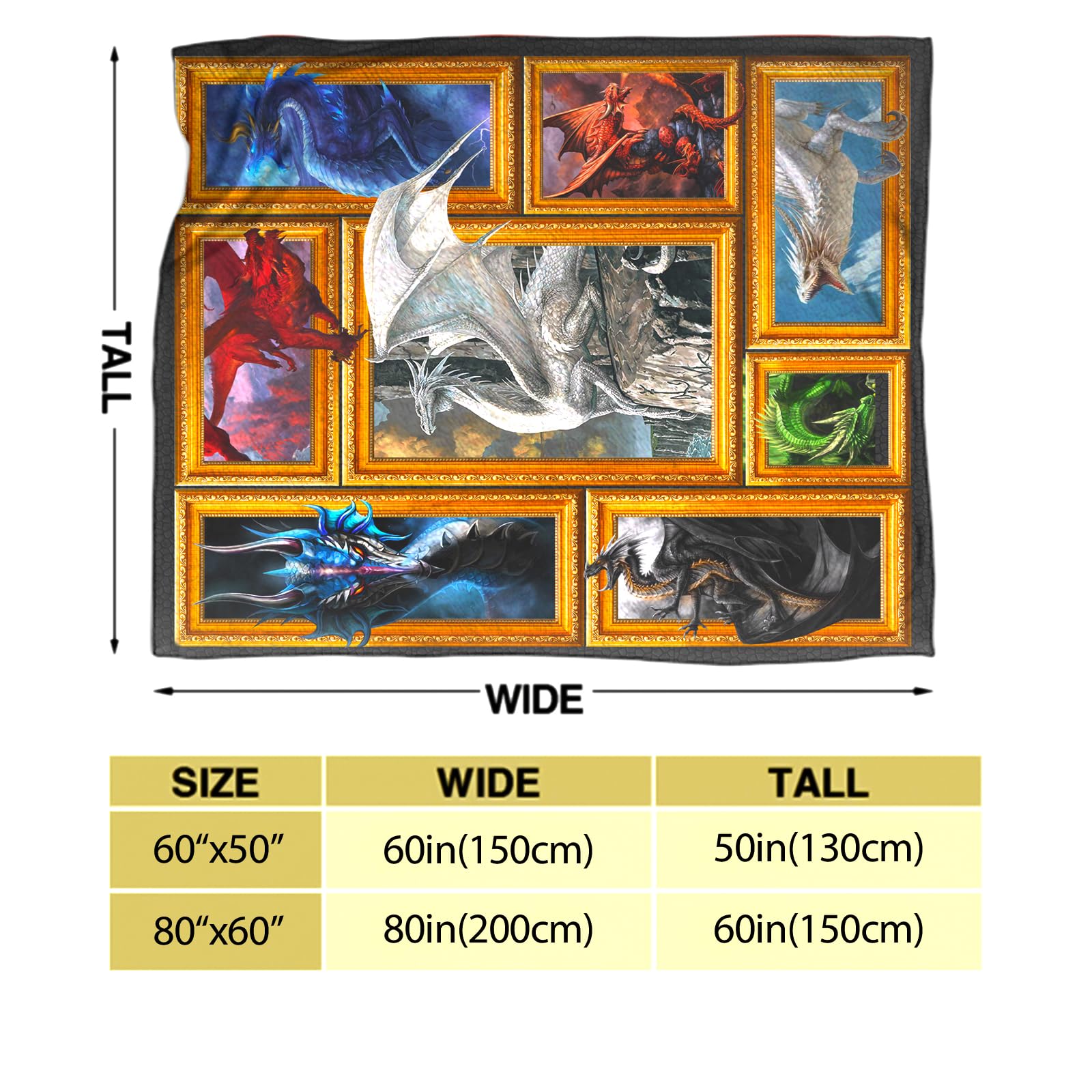 Dragon Blanket for Boys Men Dragon Throw Blanket for Kids Adults Ultra Soft Cozy Flannel Blanket for Couch Sofa Bed Blanket (50" x 60")
