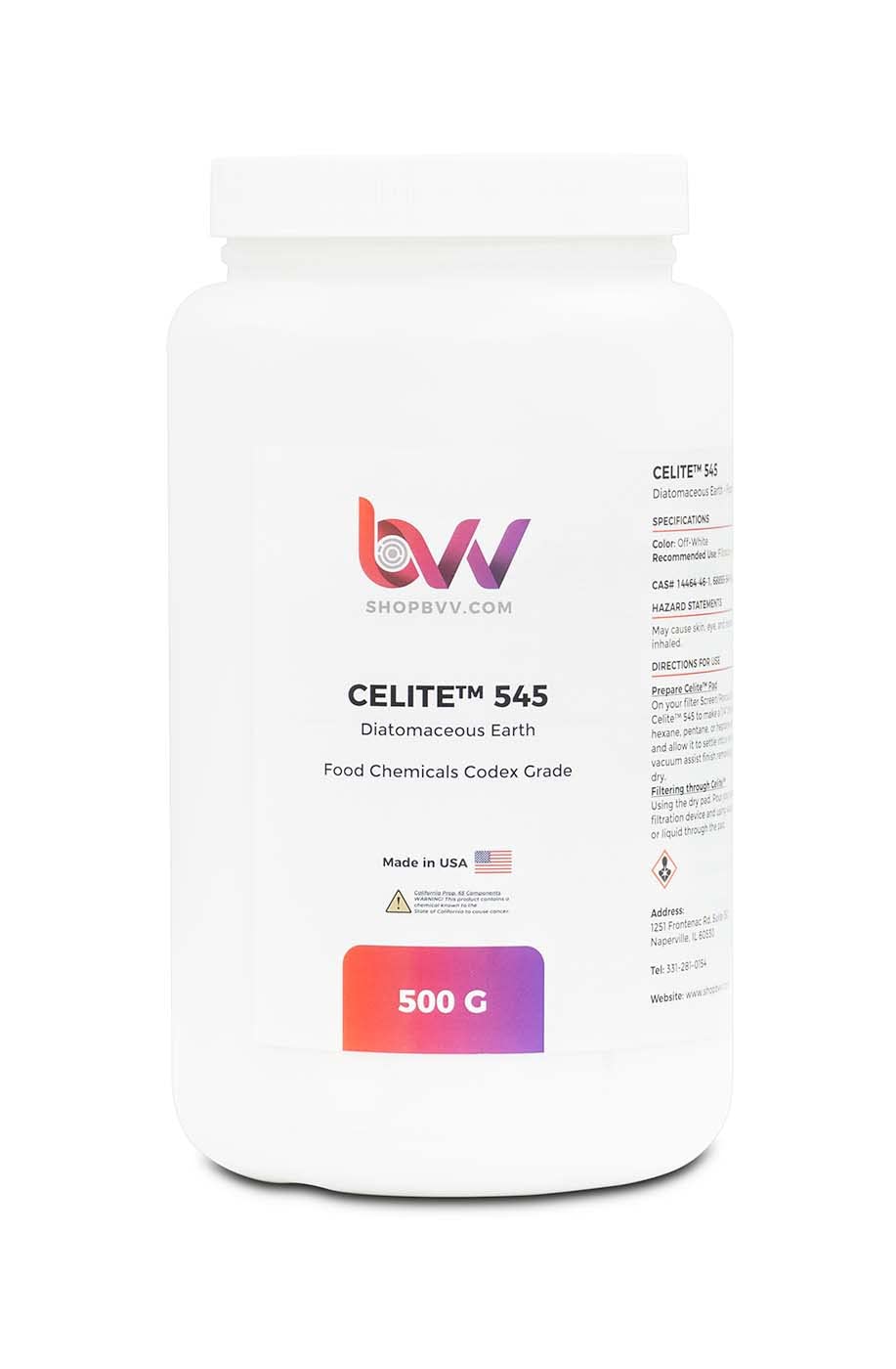 BVV Celite 545 Diatomaceous Earth (Food Codex Grade) 4.5 Micron-1000 Grams