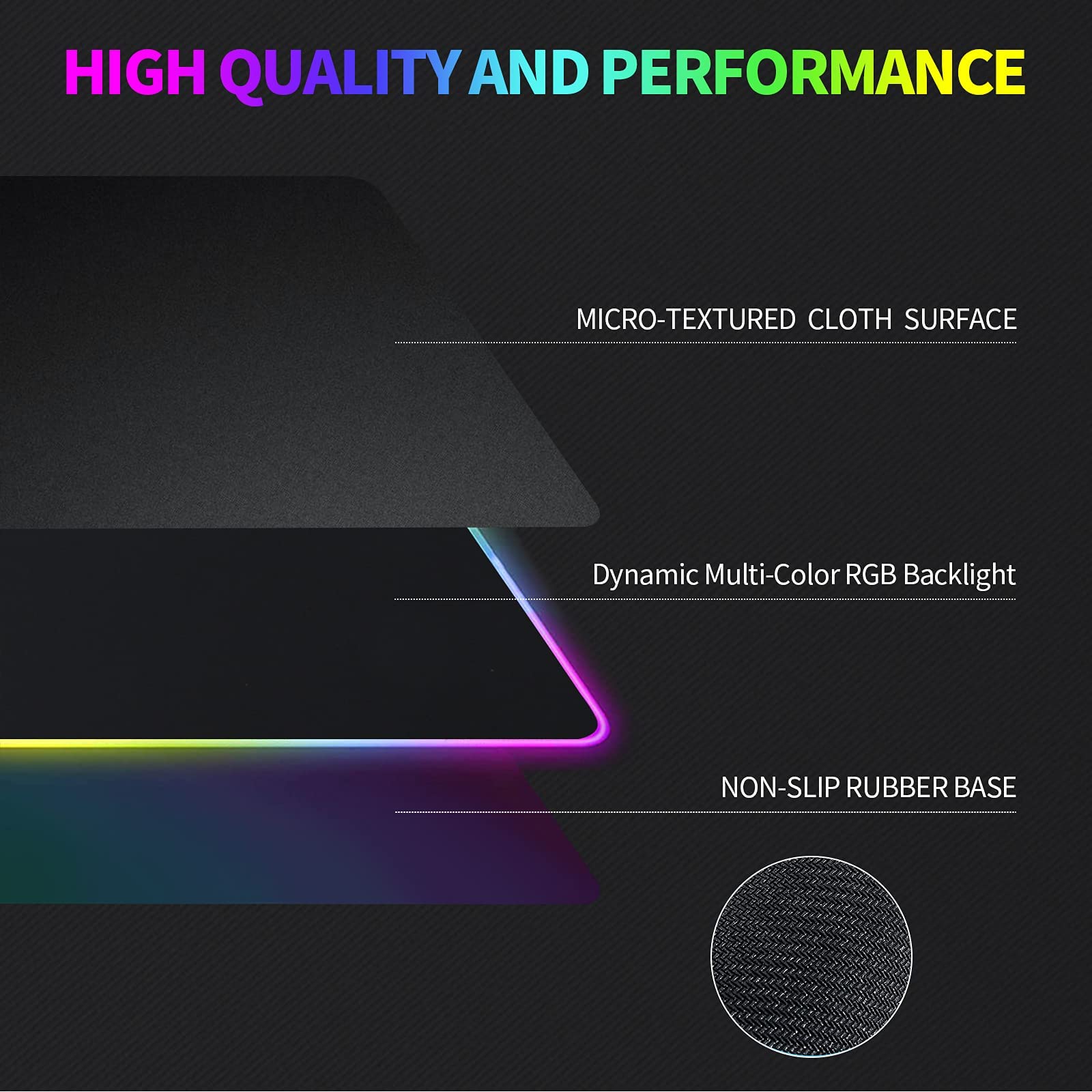 Dpower RGB Gaming Mouse Pad - Large Extended 13 Lighting Mode LED Soft Mouse Pad, Non-Slip Rubber Base, Waterproof, Computer Keyboard Mousepad Mat XL for Pro Gamer, 31.5X11.8Inch