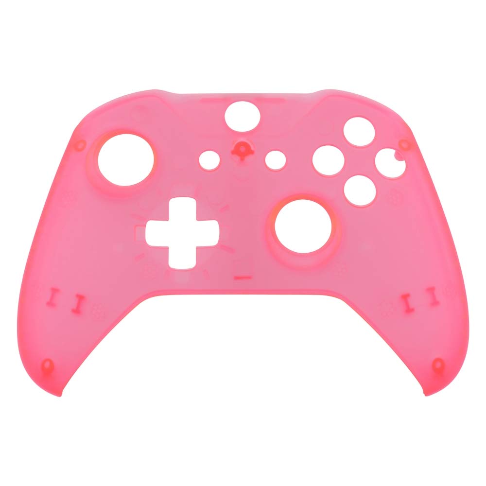 eXtremeRate Foggy Clear Pink Faceplate Cover for Xbox One Wireless Controller (Model 1708), Custom Case Replacement Front Housing Shell for Xbox One S & Xbox One X Controller - Controller NOT Included