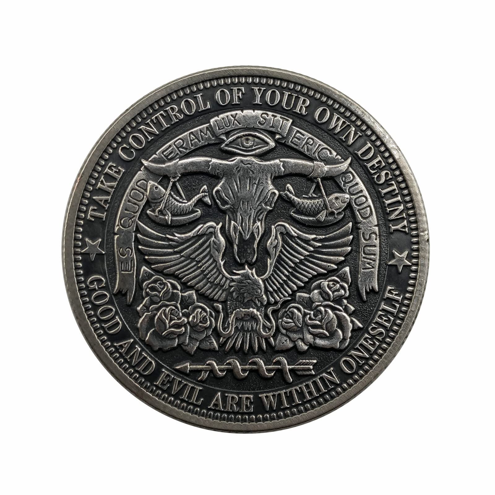Dragon Lion Battle Antique Coin HOBO Nickel Antique Silver Plated collectionchallenge Coin