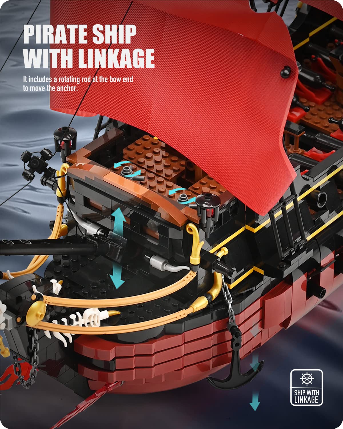 Nifeliz Queen Pirate Ship, Large Pirate Ship Building Block Kit, Creative Model Set and Assembly Toy for Adults (3,694 Pieces)