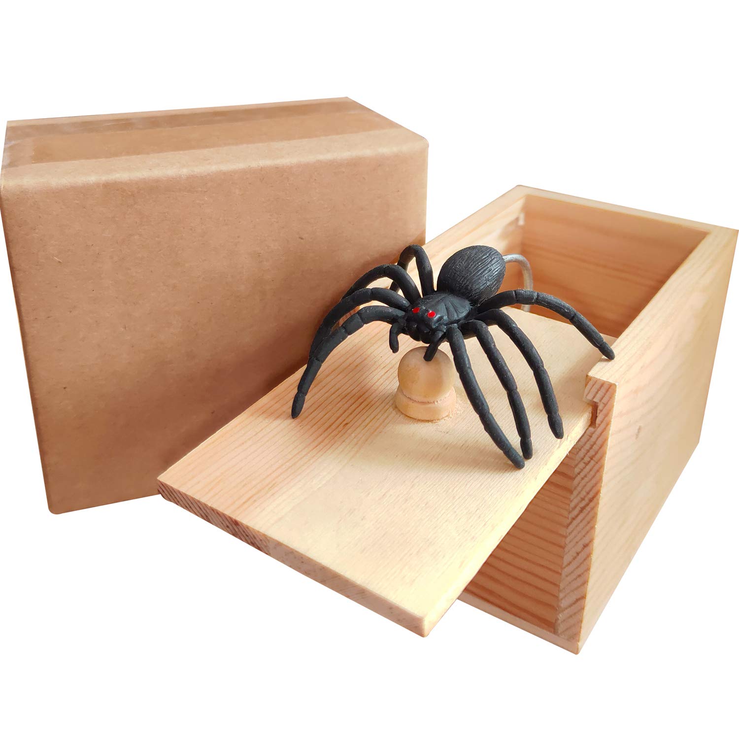 GIIOASA Rubber Spider Prank Surprise Box,Handcrafted Wooden Surprise Box, Fun Practical Surprise Joke Boxes,SpiderBox-Single