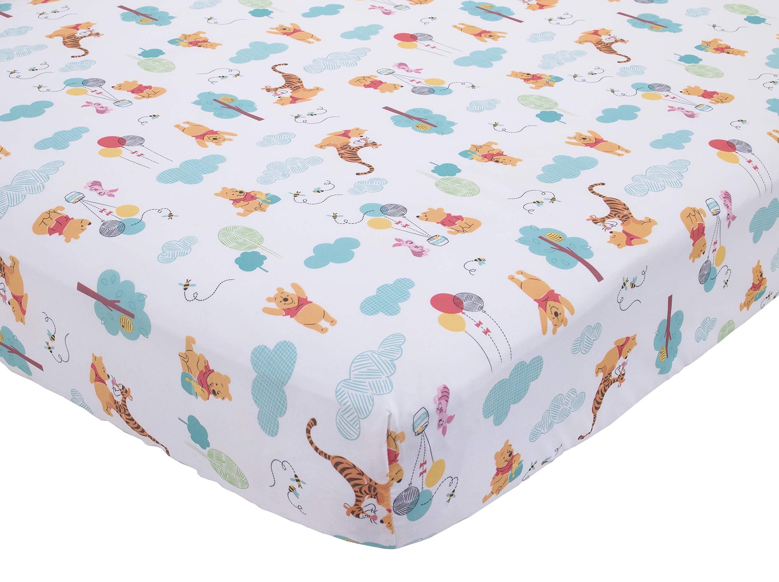 Disney Winnie The Pooh First Best Friend 4 Piece Nursery Crib Bedding Set, Aqua/Grey/White/Red, 4 Piece Set (Pack of 1)