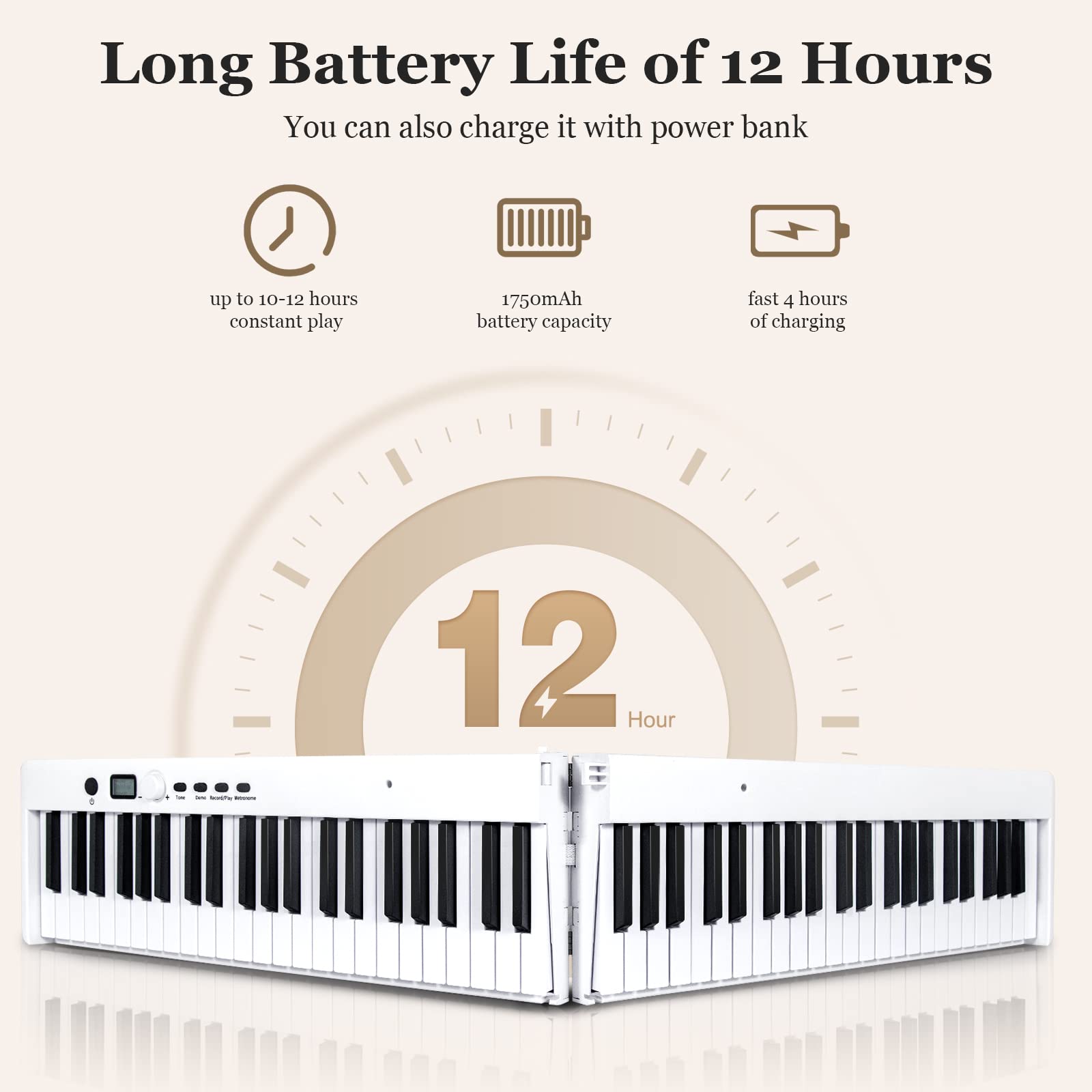 Costzon 88-Key Foldable Digital Piano Keyboard, Full Size Semi-Weighted Keyboard, Portable Electric Piano w/Lighted Keys, Support USB/MIDI, Speakers, Sustain Pedal & Carrying Bag for Beginner (White)