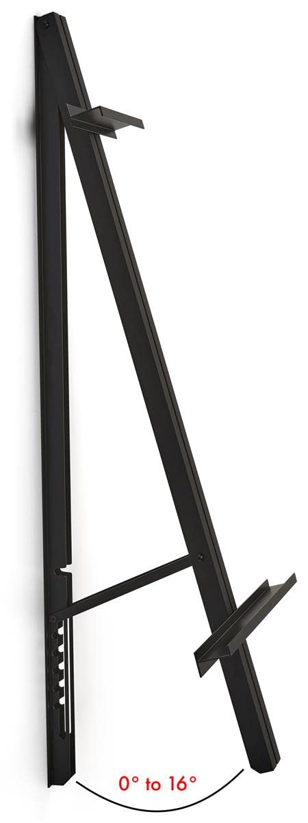 Displays2go Adjustable Metal Wall Easel, Holds Up to 36" Tall Media, Tilt Feature - Black (FDWEASLGBK)