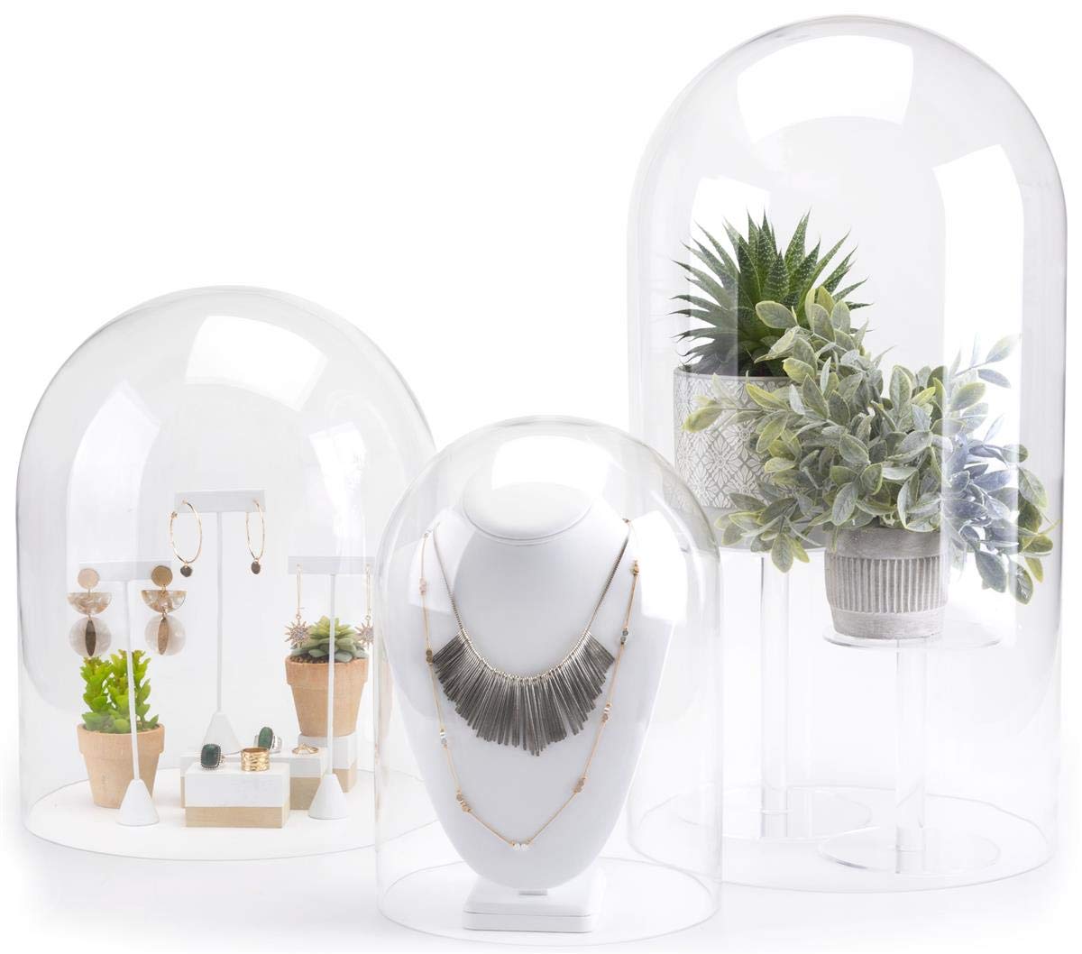 Displays2go Large Glass Dome Display with Baseless Design, 12" x 24" — Clear (DCGDOMEL)
